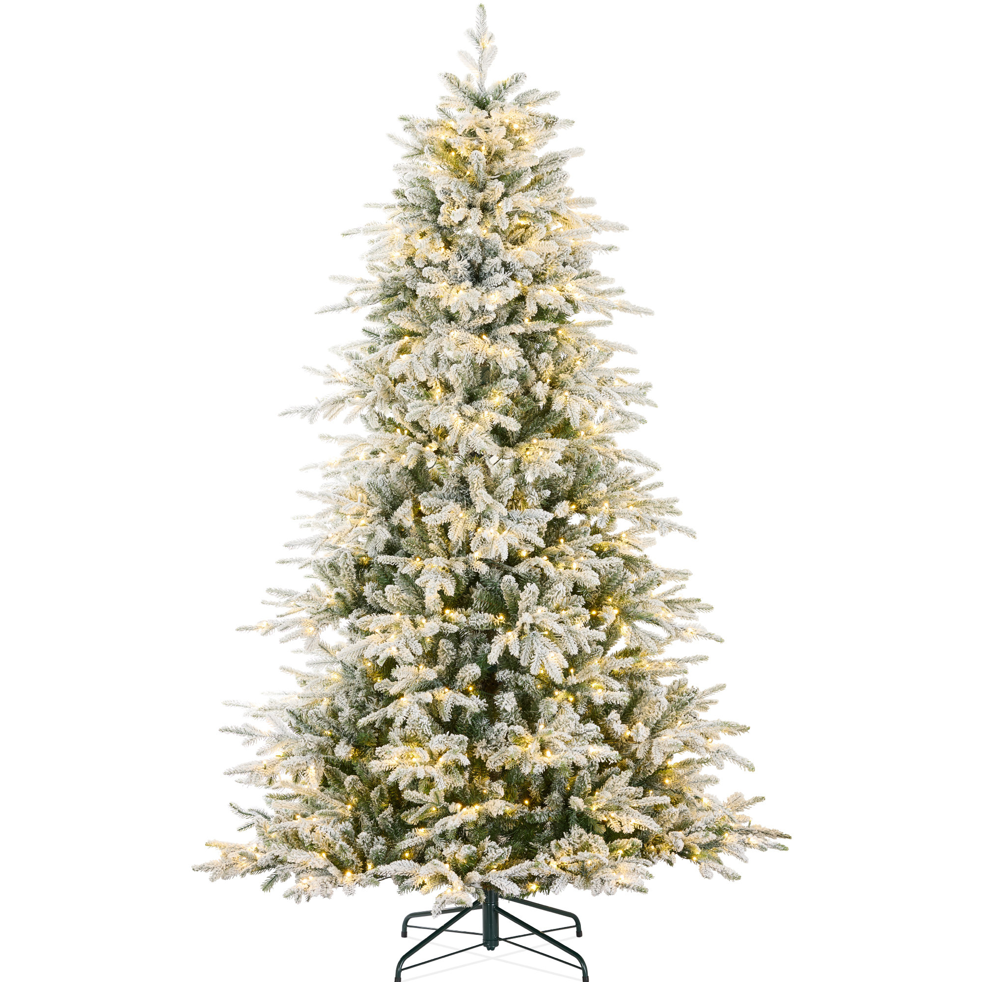 The Holiday Aisle® 7.5Ft Pre-Lit Flocked Full Aspen Noble Fir Christmas ...