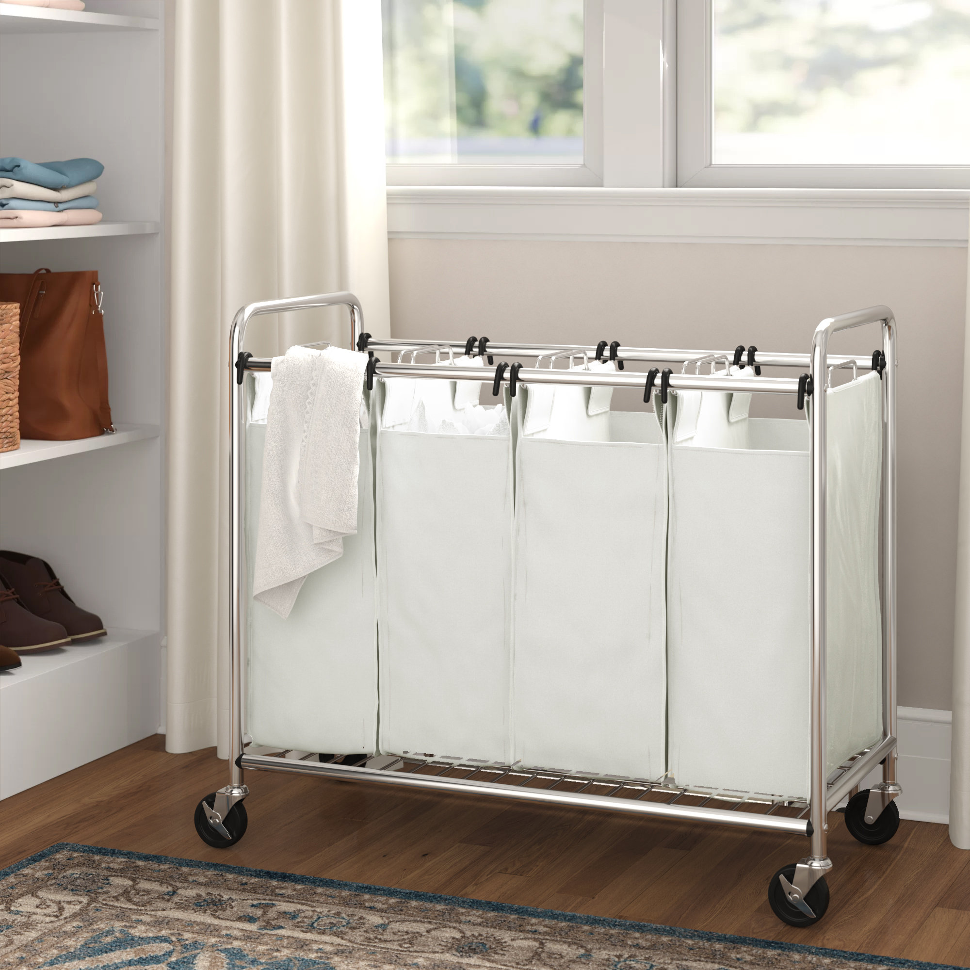 Three Posts™ Metal Rolling Laundry Sorter with Handles & Reviews | Wayfair