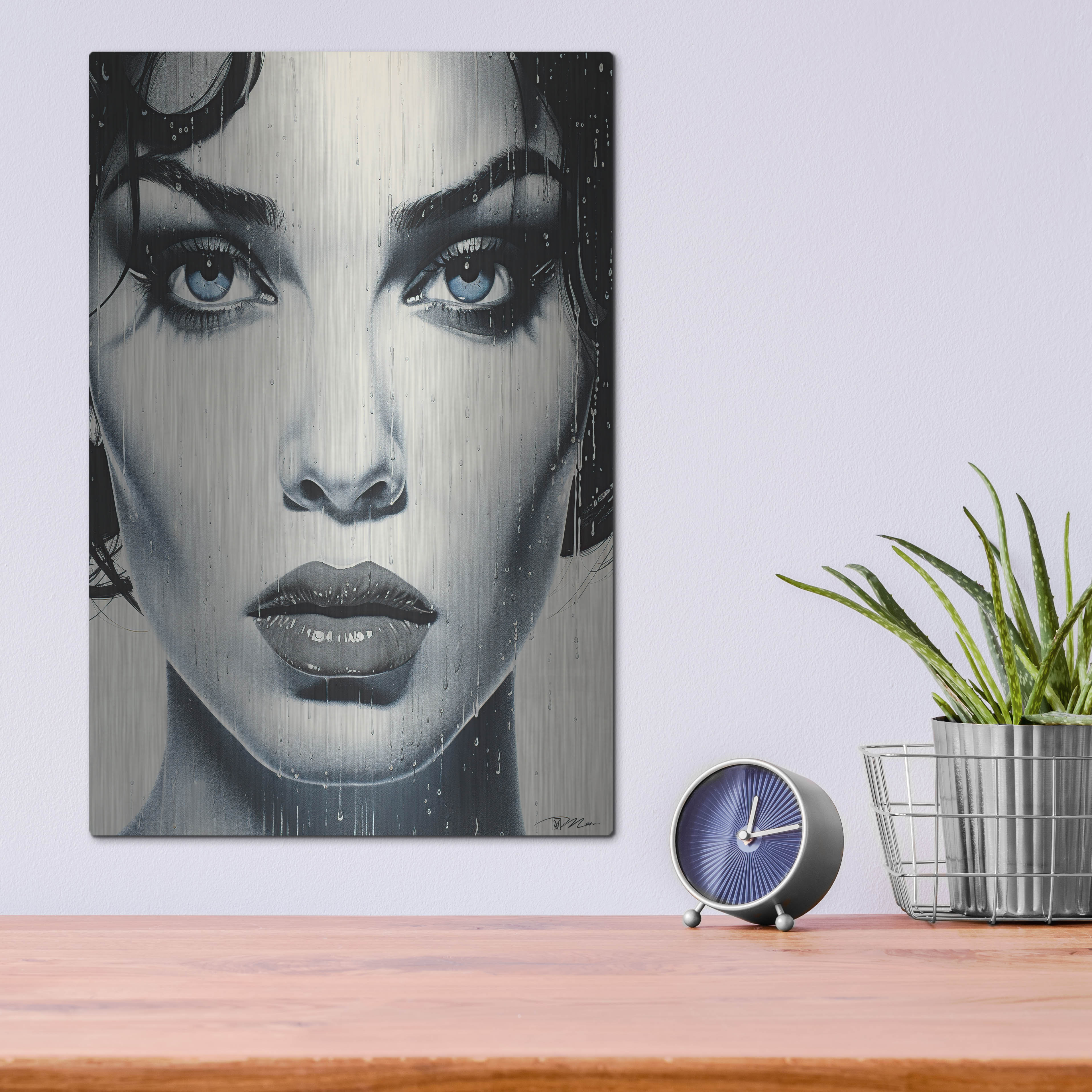 Luxe Metal Art 'Portrait Woman In Lithography' by Momart Metal Wall Art ...