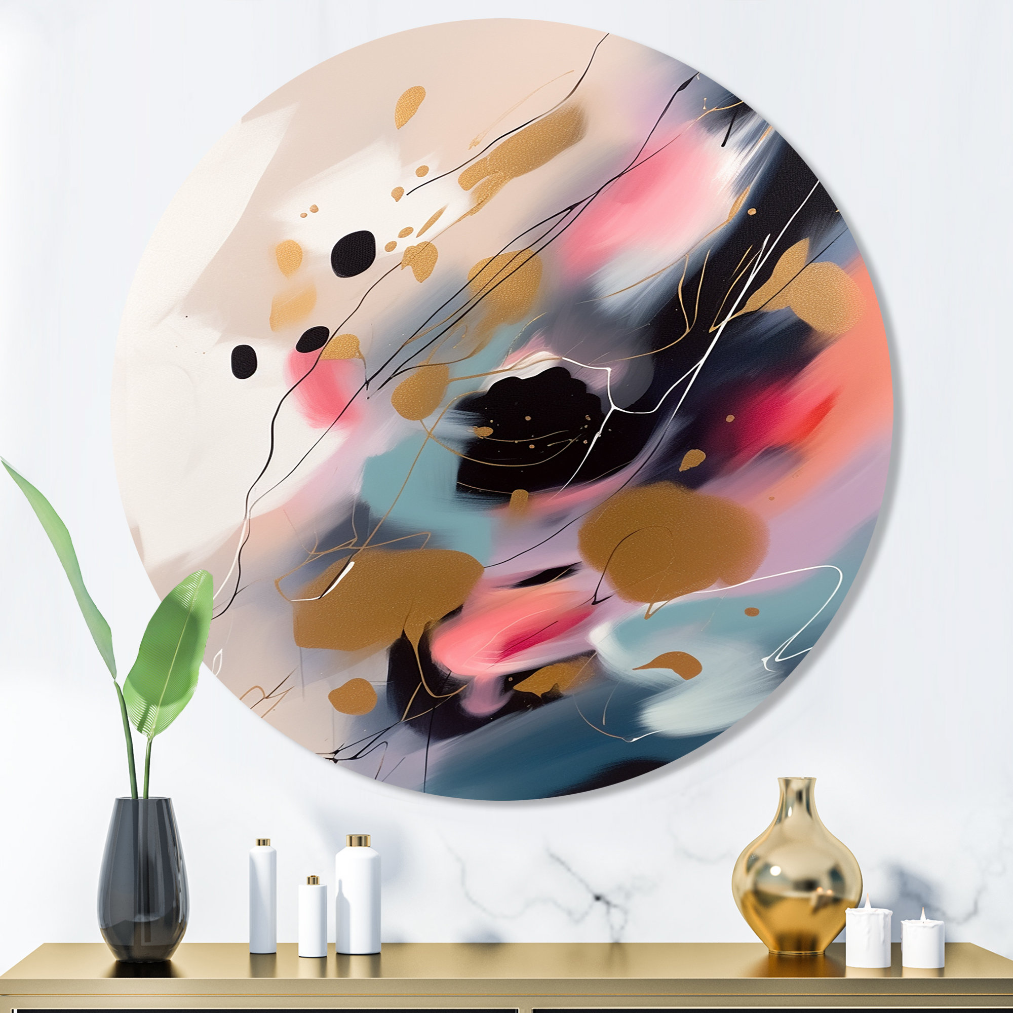 Ivy Bronx Brushstroke Abstract Painting IV - Abstract Collages Round ...