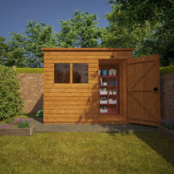 Tiger Sheds Tiger 8 Ft. W x 6 Ft. D Solid Wood Overlap Pent Garden Shed ...