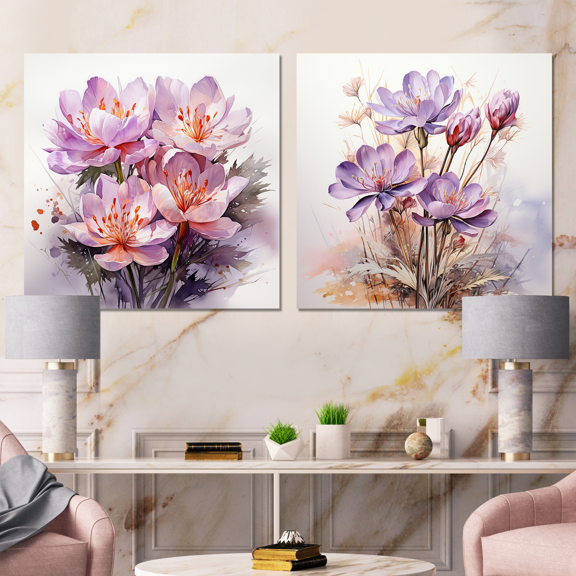 Red Barrel Studio® Purple Zen Crocus Blossoms I - Floral Canvas Art ...