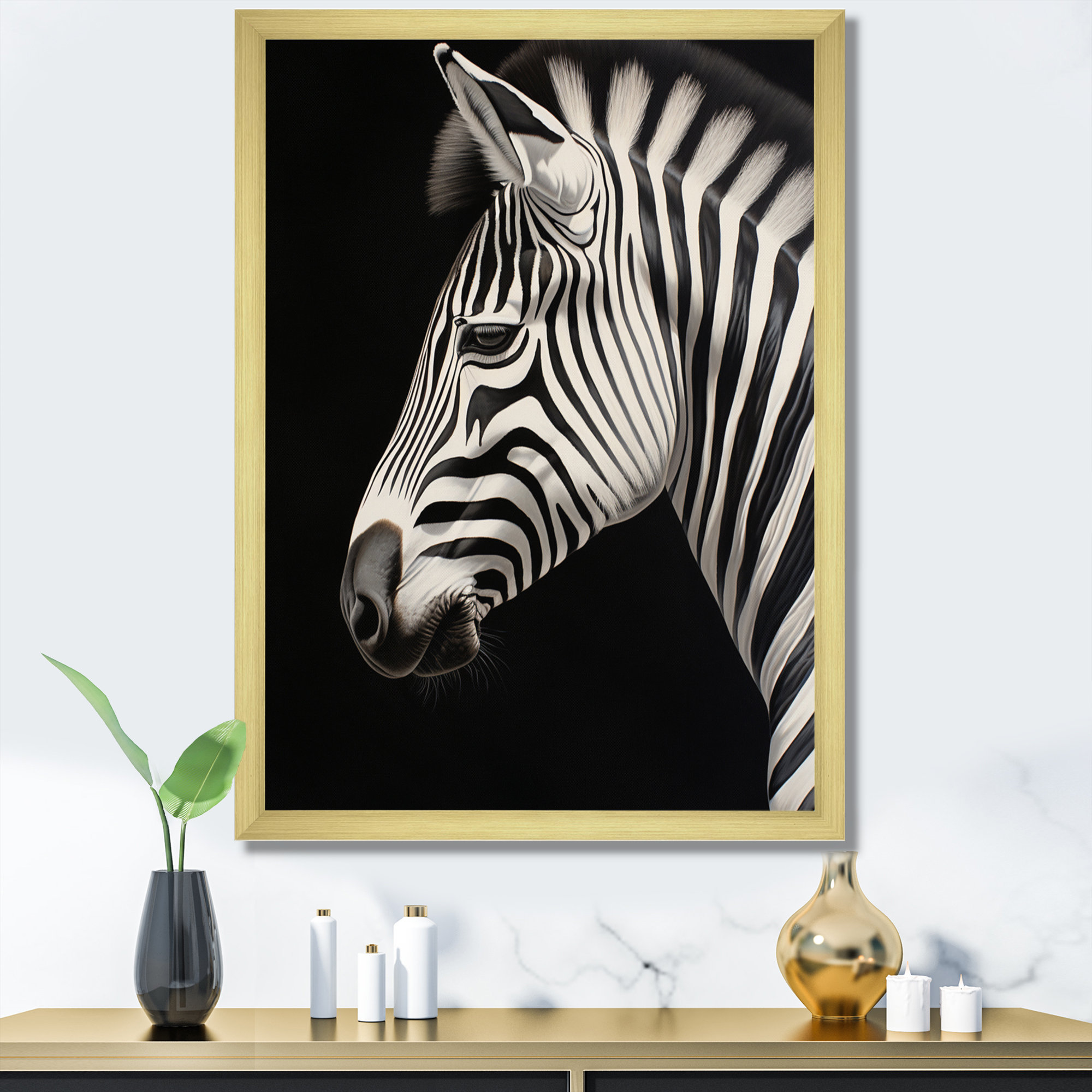 Design Art Black And White Zebra Portrait IV | Wayfair