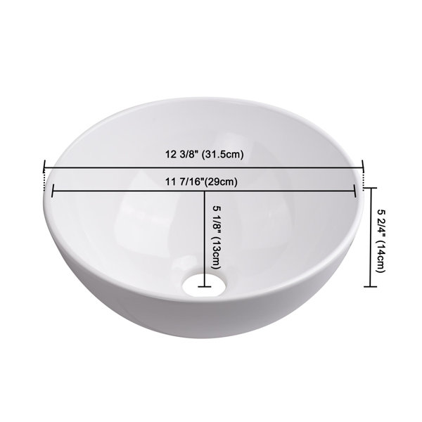 Aquaterior 12'' Porcelain Circular Bathroom Sink & Reviews | Wayfair
