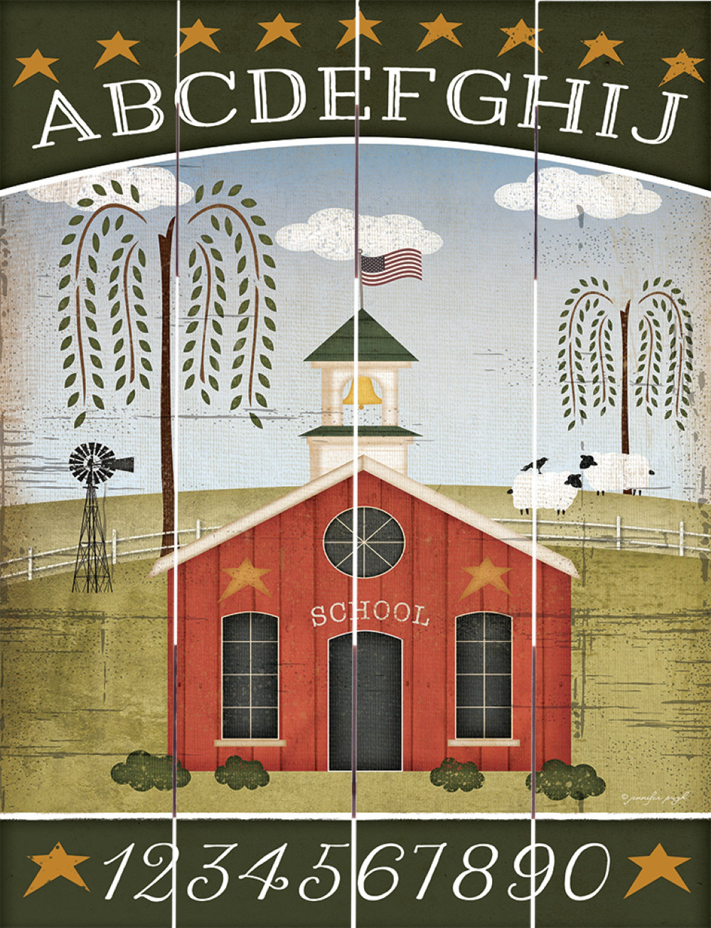 Harper Orchard Primitive School - Unframed Graphic Art Print on Wood ...