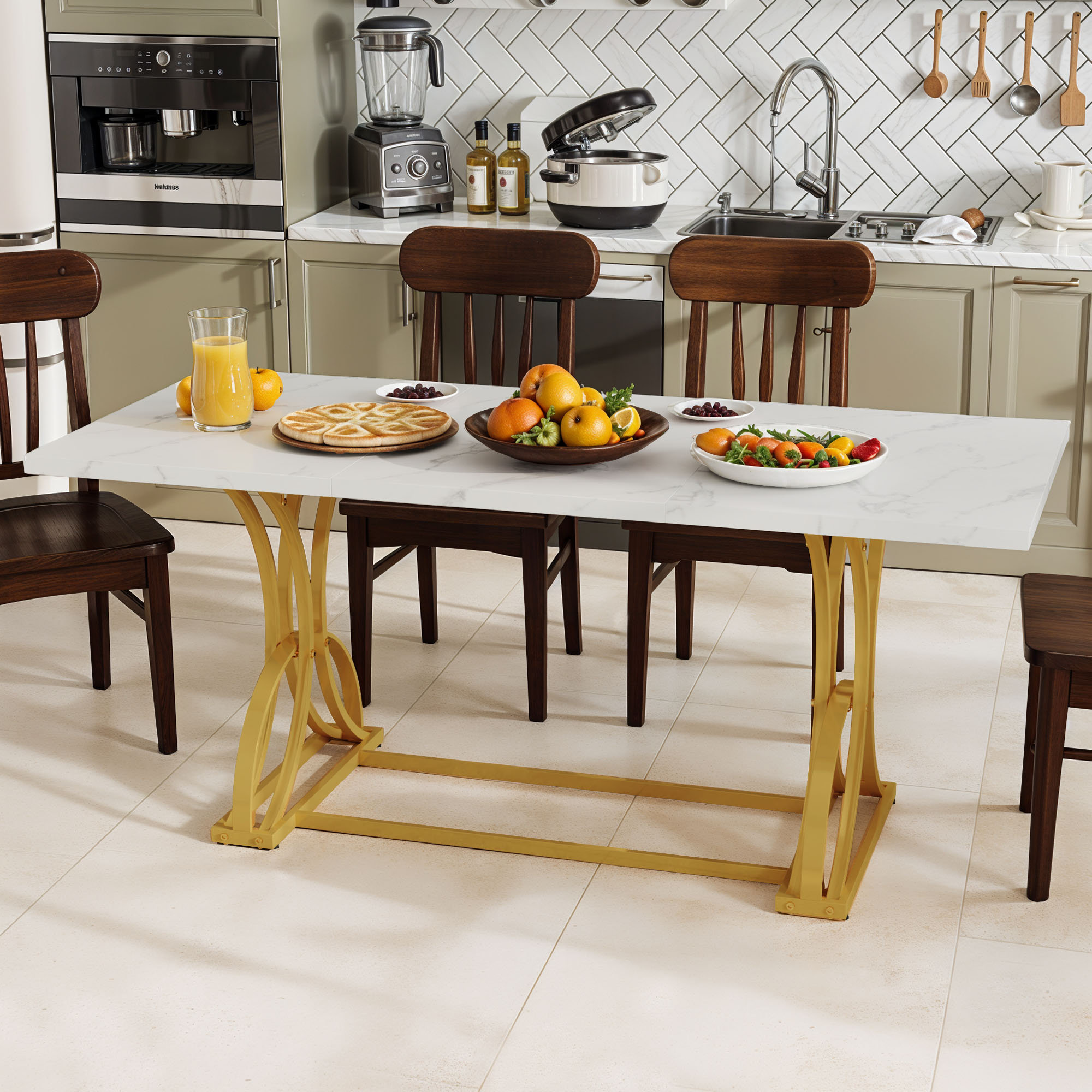 Williston Forge 70" Metal Base Dining Kitchen Table Dining Table ...