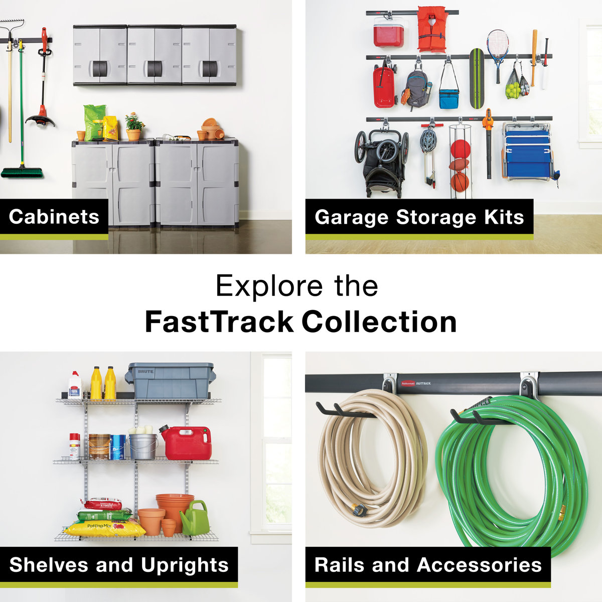 Rubbermaid Garage FastTrack Rail 24-Piece XL Kit, Black/Grey & Reviews ...