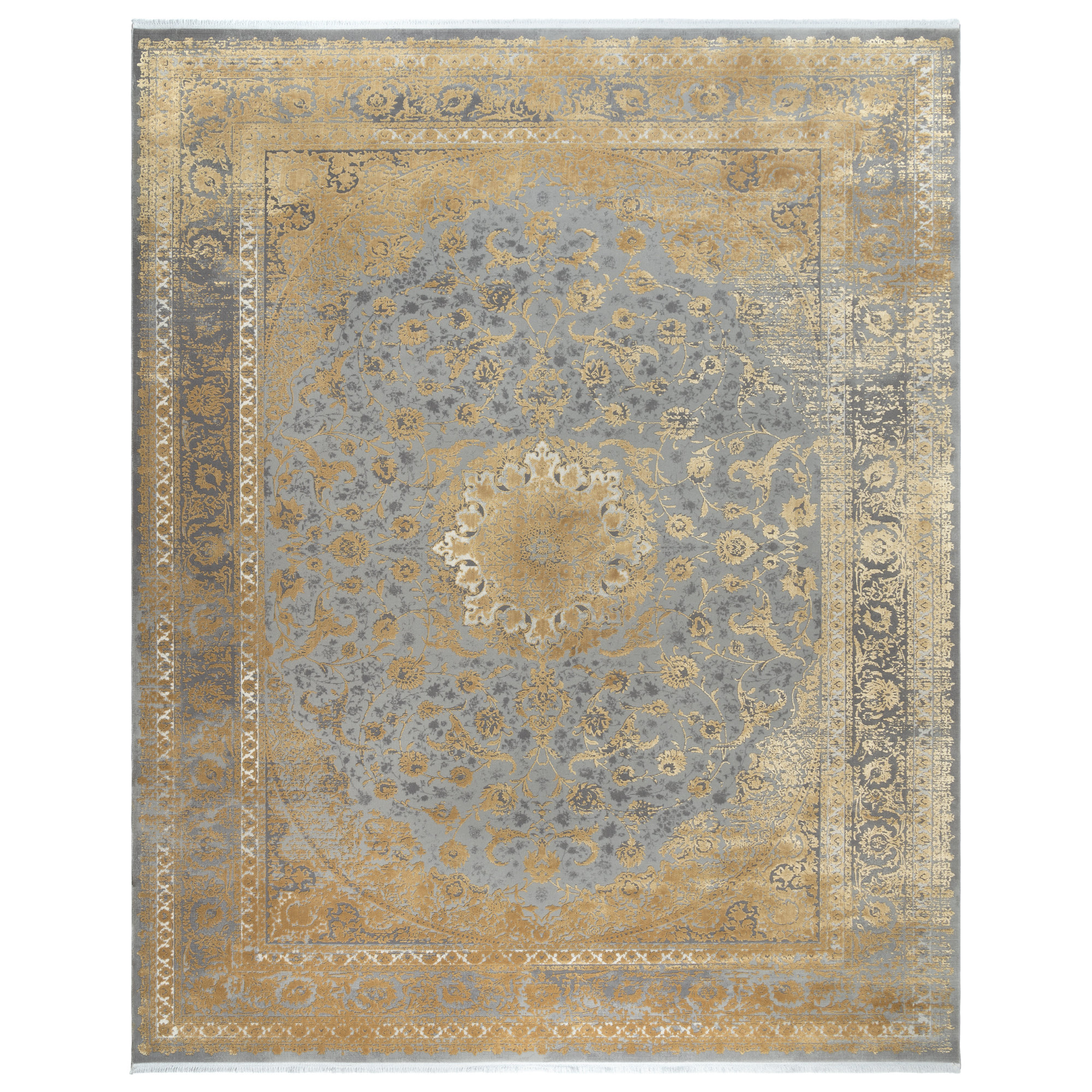 Gertmenian Florance Foggia Traditional Oriental Gold/Charcoal Gray High ...