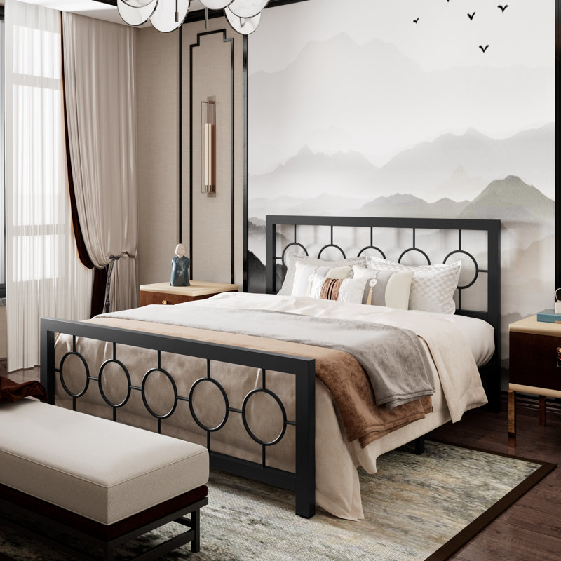 Wade Logan® Avren Oriental Vintage Style Metal Platform Bed "& Reviews ...