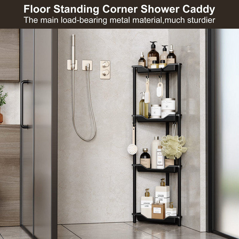 Rebrilliant 4 Tier Floor Standing Corner Shower Caddy Organizer | Wayfair