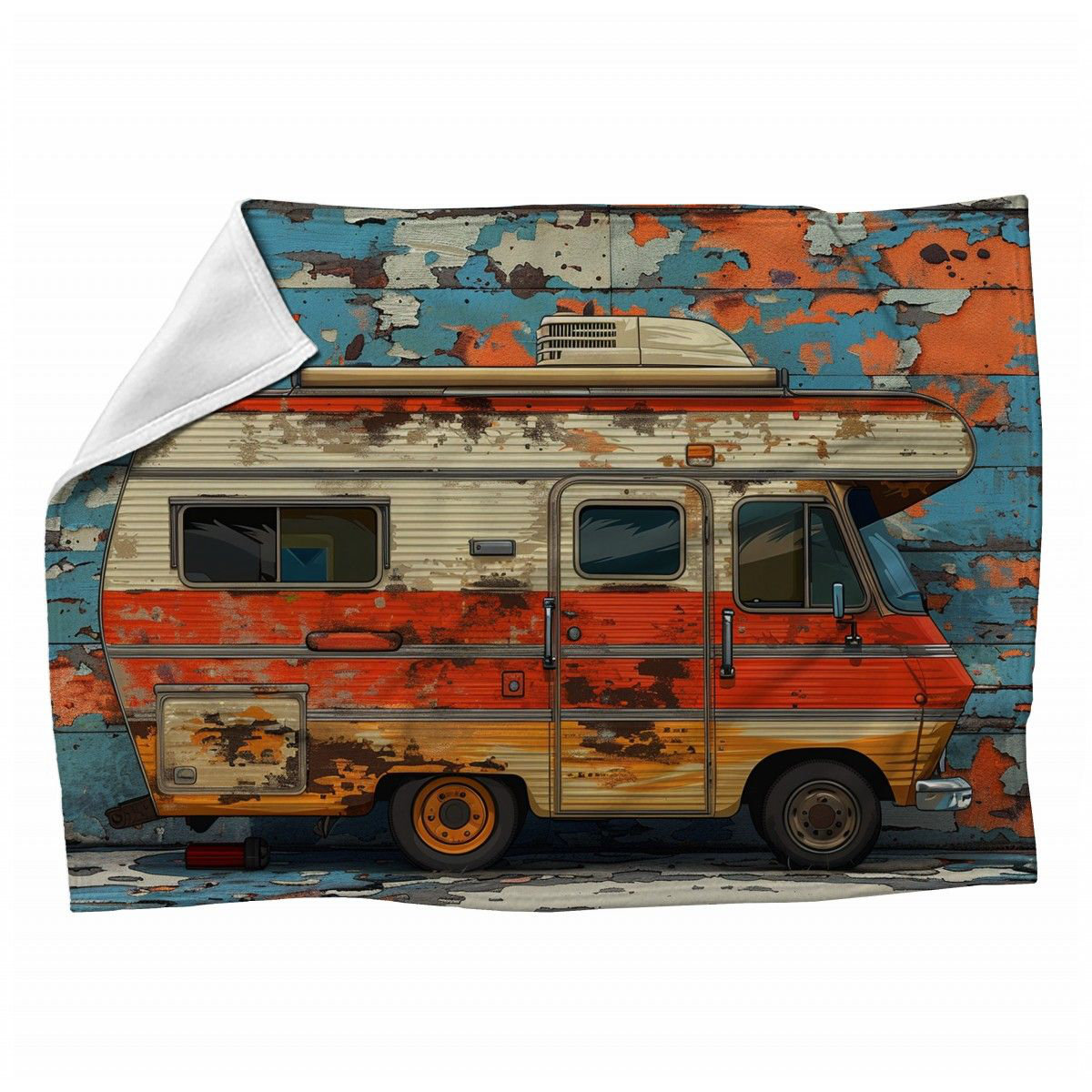 VisionDecor Camper Van Fleece Throw Blanket - Travel Throws for Sofas ...