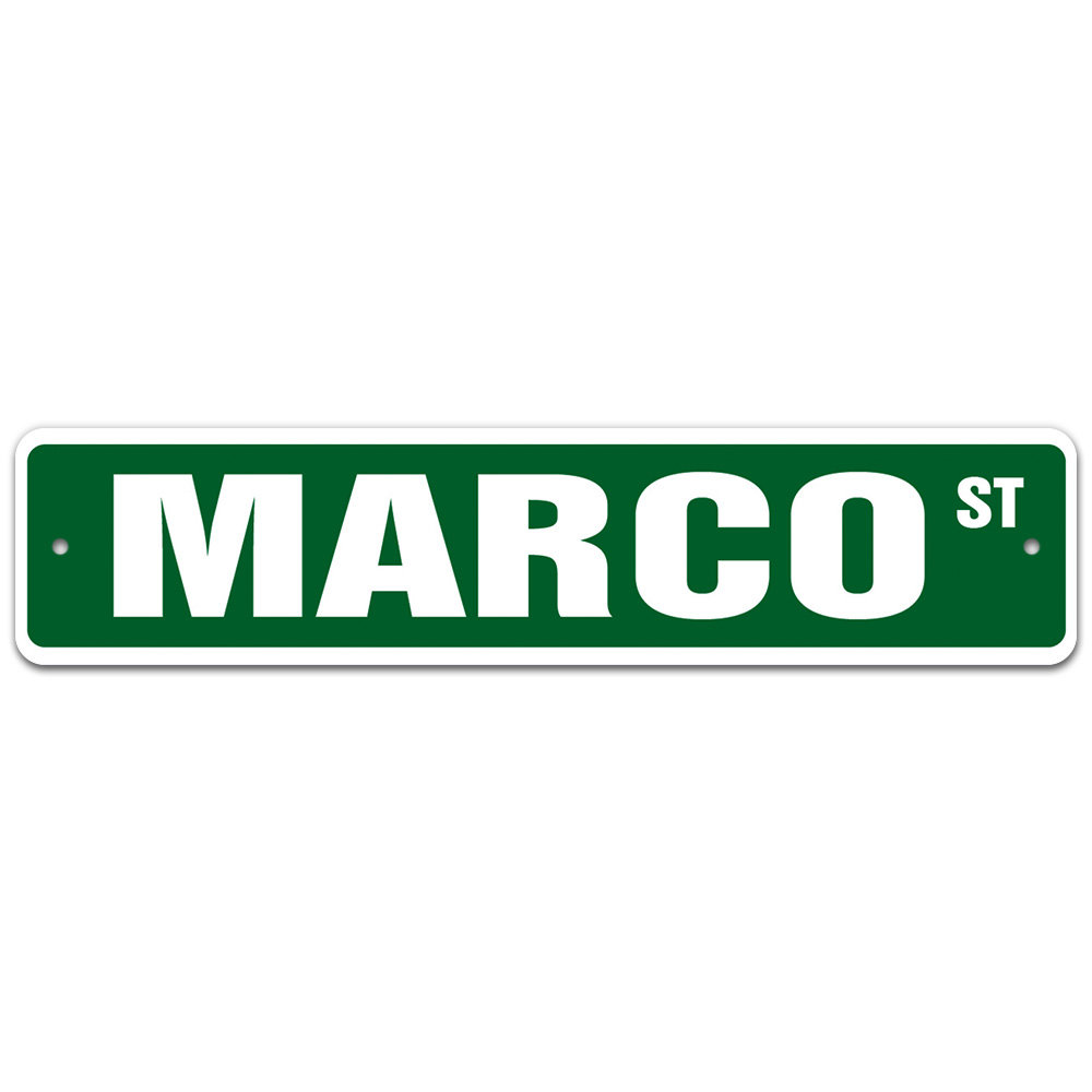 Trinx MARCO Aluminum Street Sign Childrens Name Room Metal Sign ...