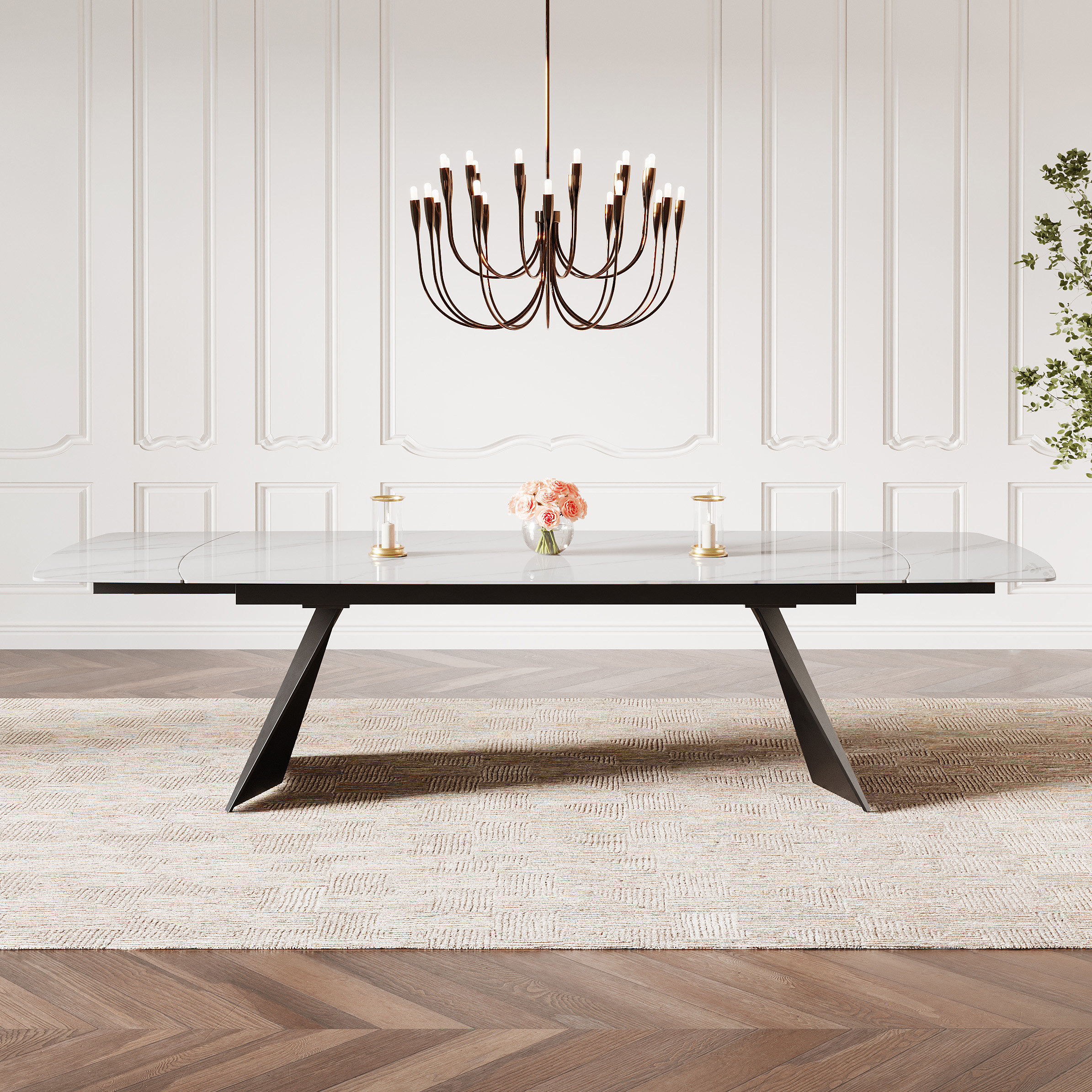George Oliver Moiser 78.8" To 110.2" Extendable Rectangular Sintered ...