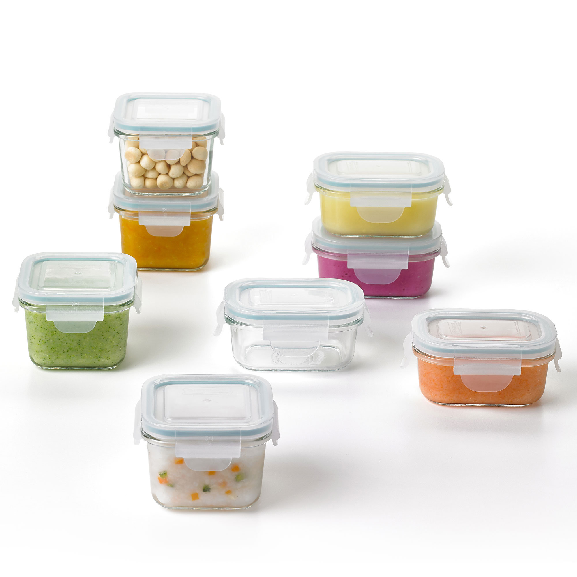 Glasslock Mini 5 And 7 Ounce Tempered Glass Food Storage Container Set ...