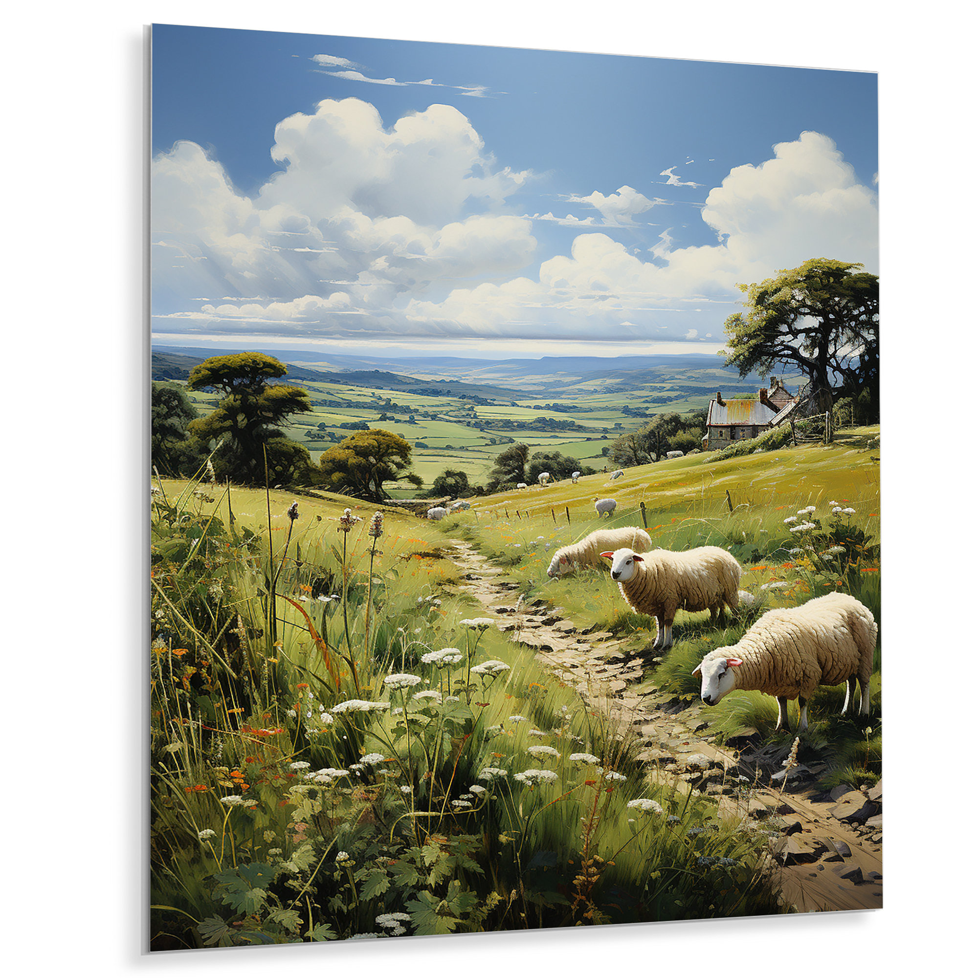 Latitude Run® England Sheep Grazingengland Landscape I - England Metal ...