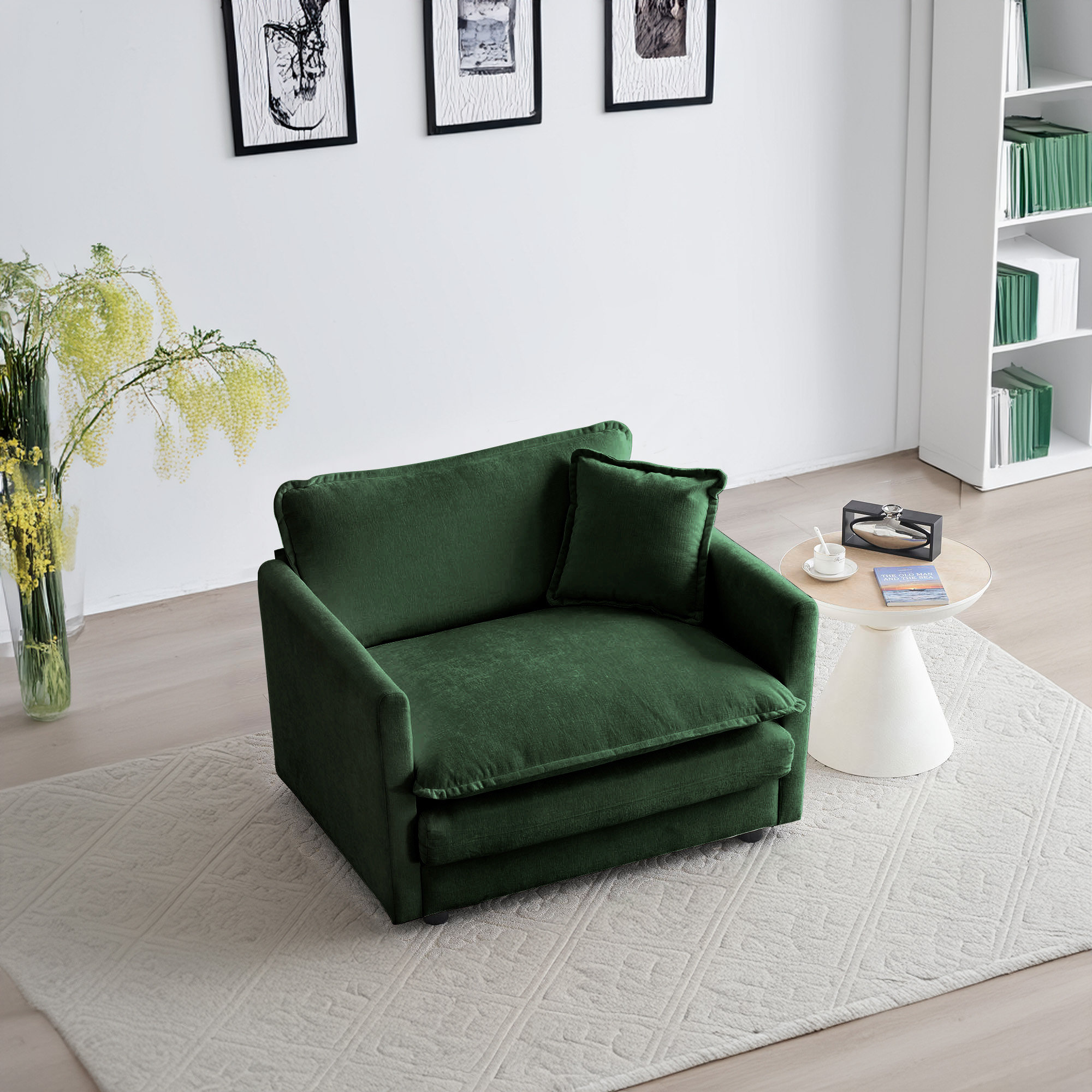 Latitude Run® Comfy Deep Single Seat Sofa Upholstered Reading Armchair ...