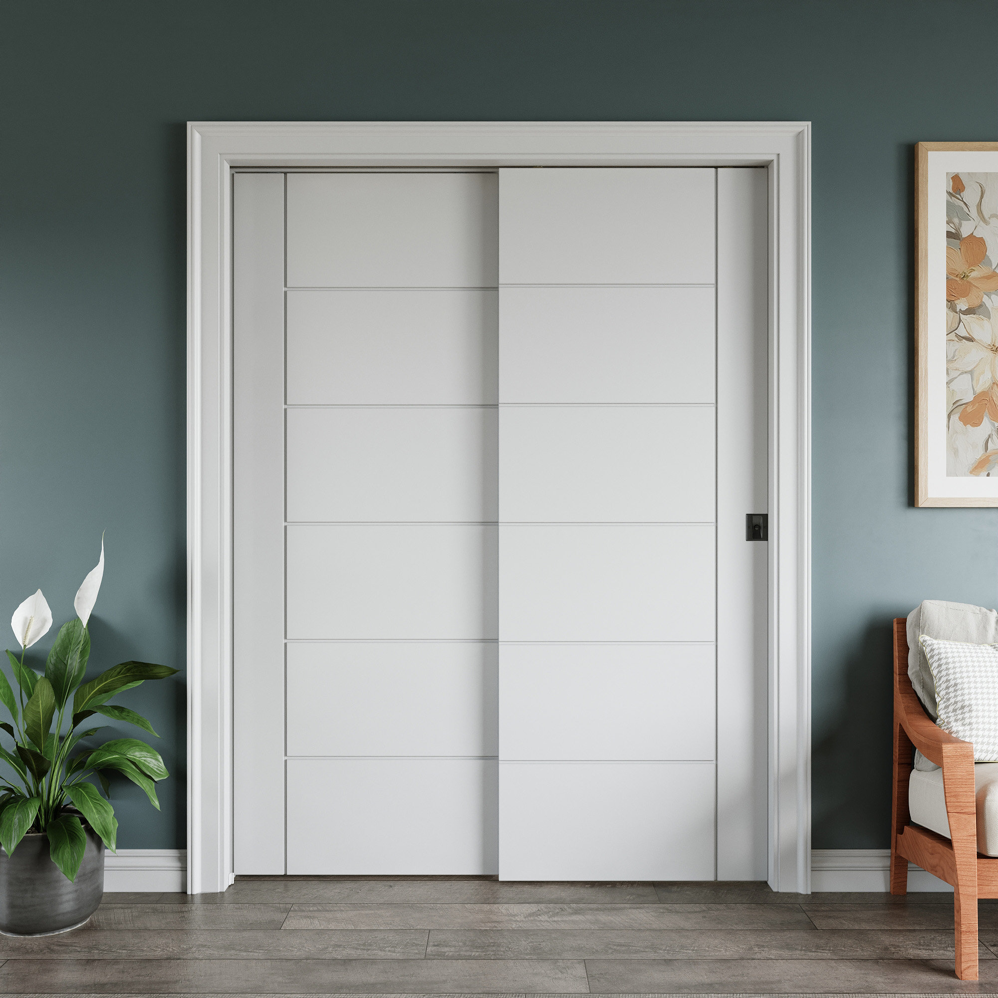 ARK DESIGN Sliding Bypass Pocket Door Morden Morden Flat Panelled ...