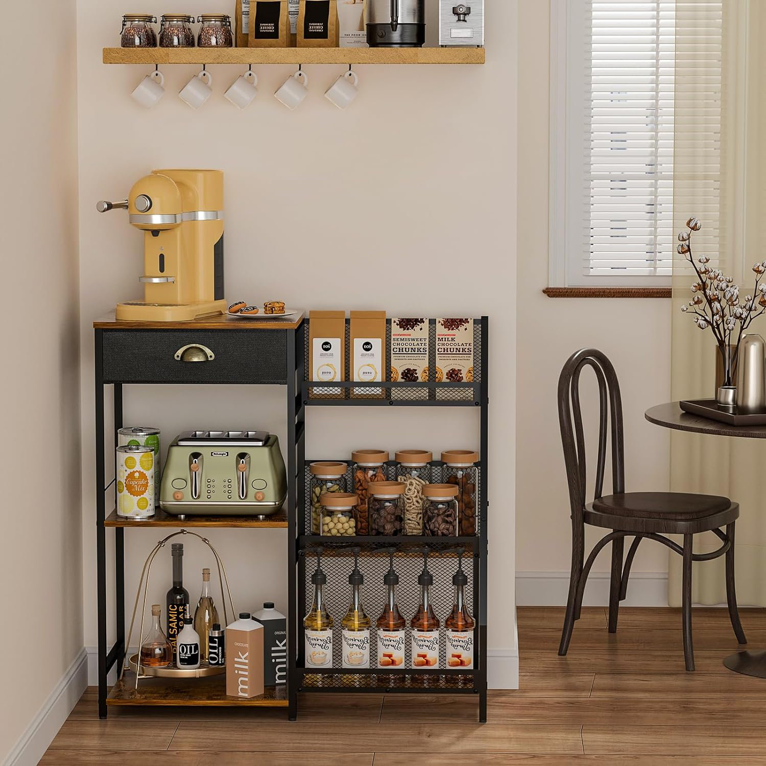 17 Stories Coffee Bar Cabinet, Coffee Stand Station With Drawer For ...