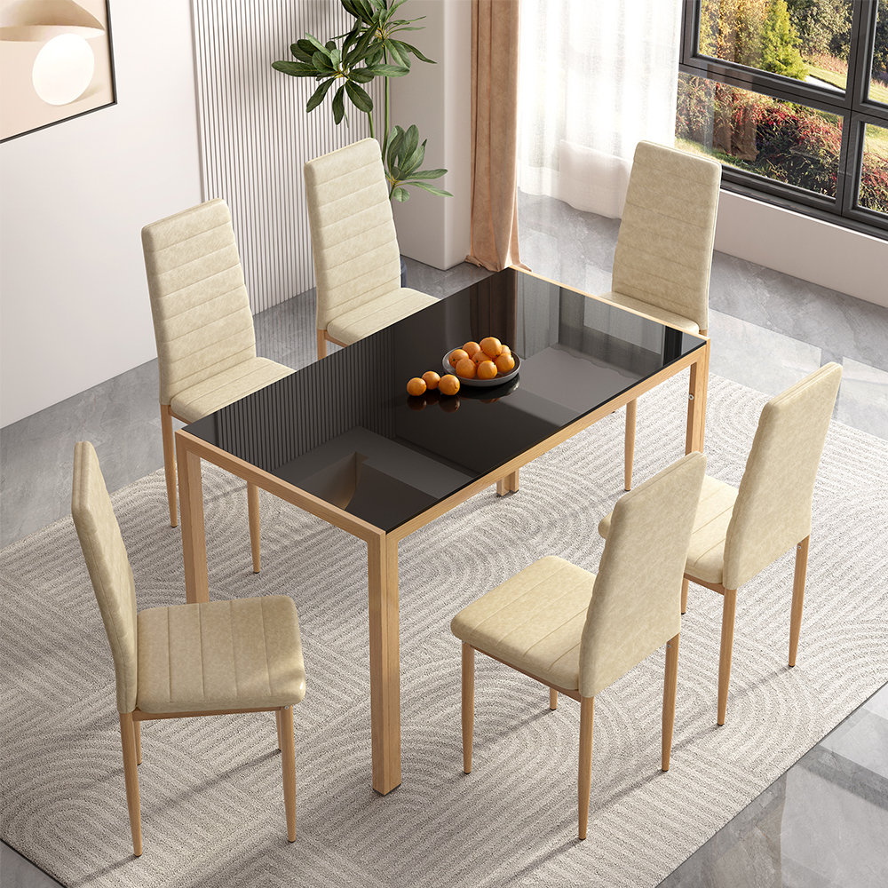Wade Logan® Beibut 7 - Piece Glass Top Dining Set & Reviews - Wayfair ...