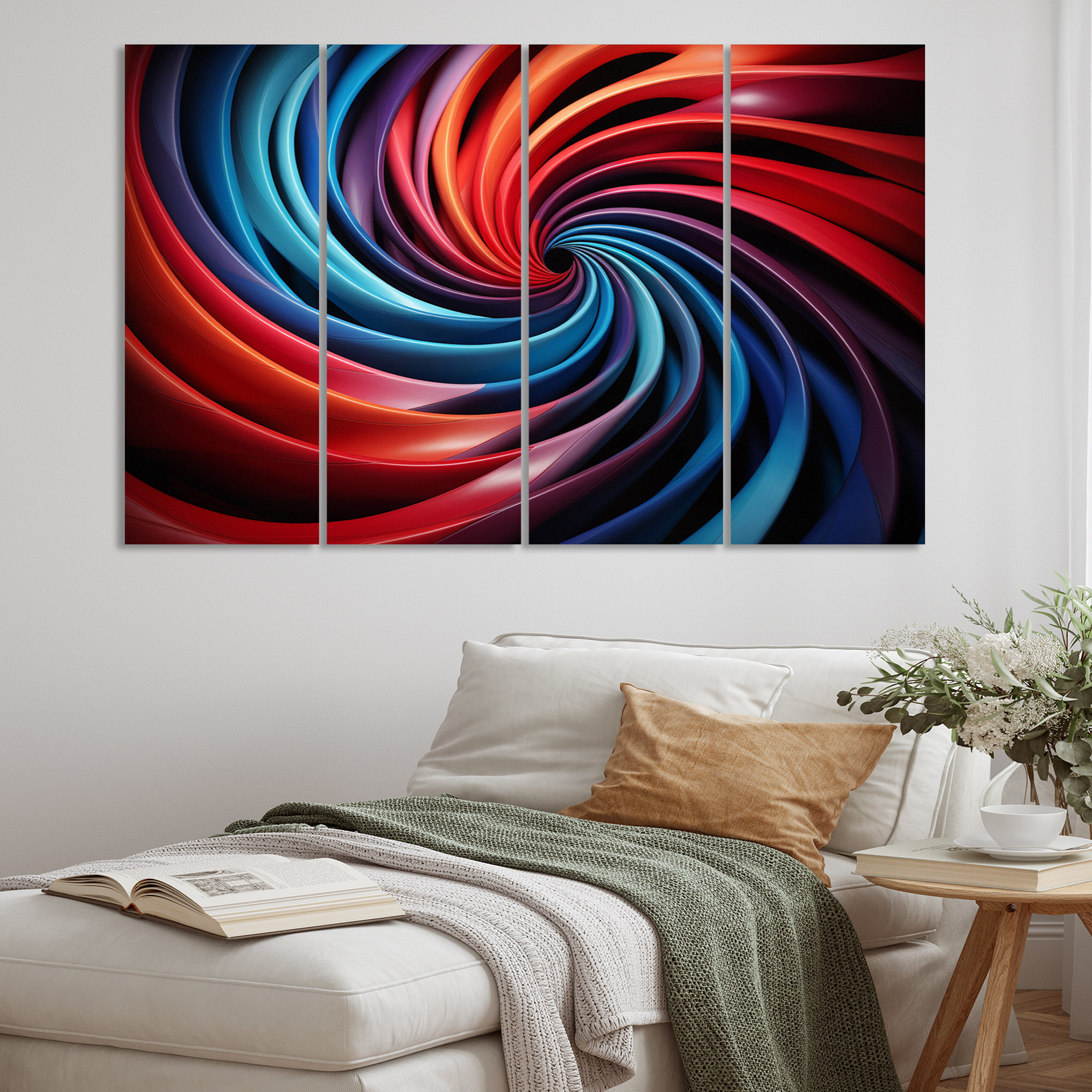 Wrought Studio™ Op Art Spiral I - 4 Piece Wrapped Canvas Print | Wayfair