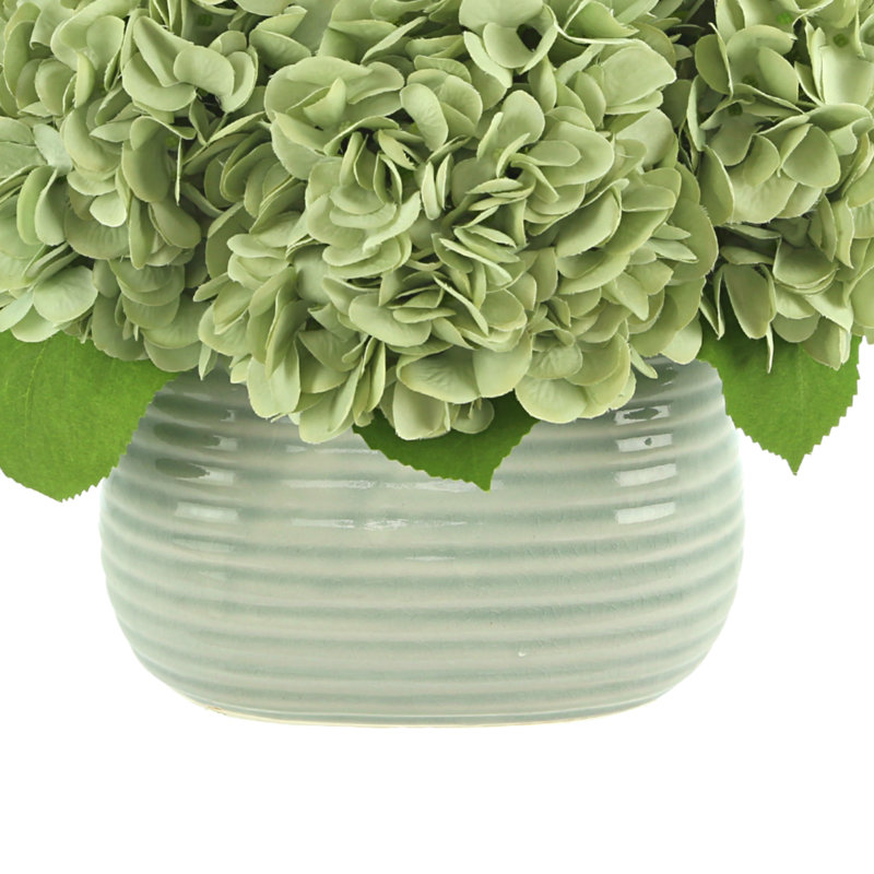 Freeport Park® Hydrangeas Arranged in Ceramic Vase & Reviews | Wayfair