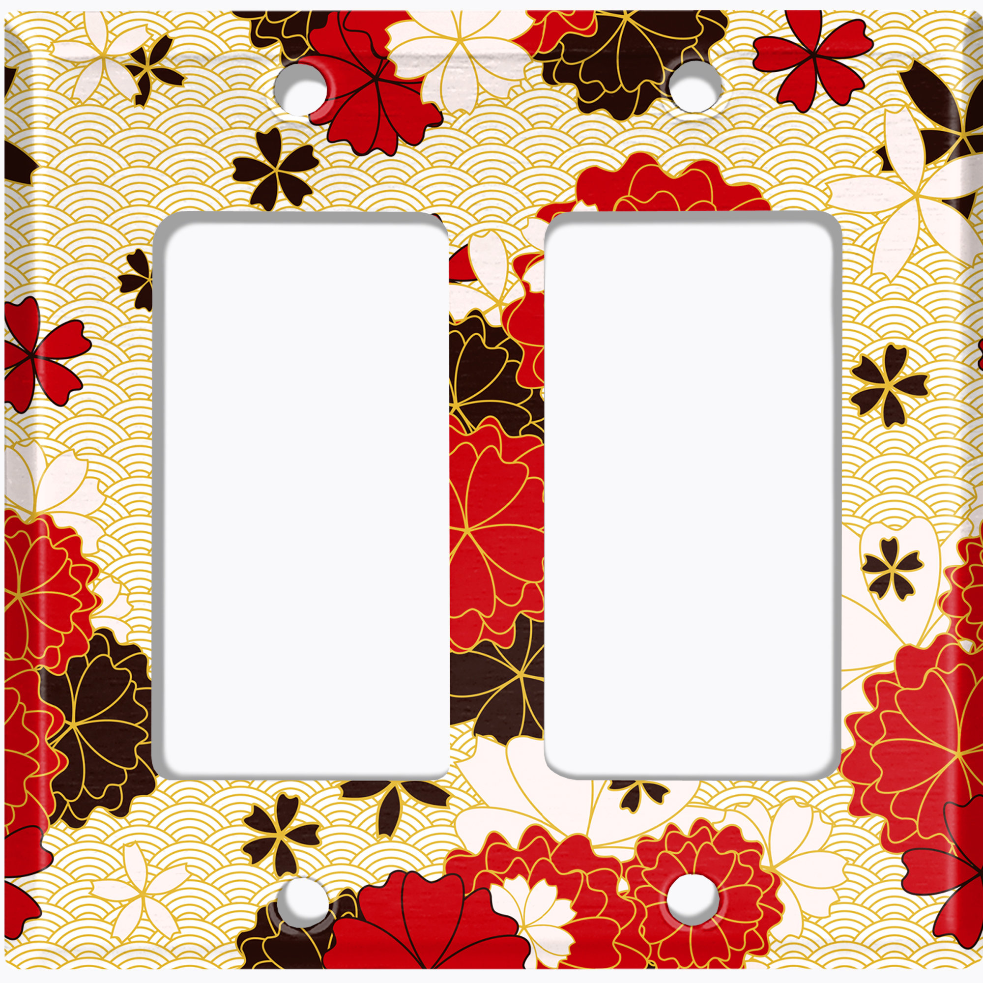 WorldAcc Metal Light Switch Plate Outlet Cover (Japanese Pattern Flower ...
