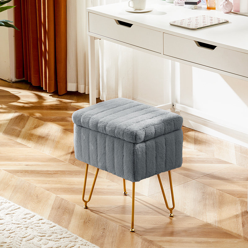 George Oliver Soft Padded Makeup Footstools Seat With 4 Metal Legs ...