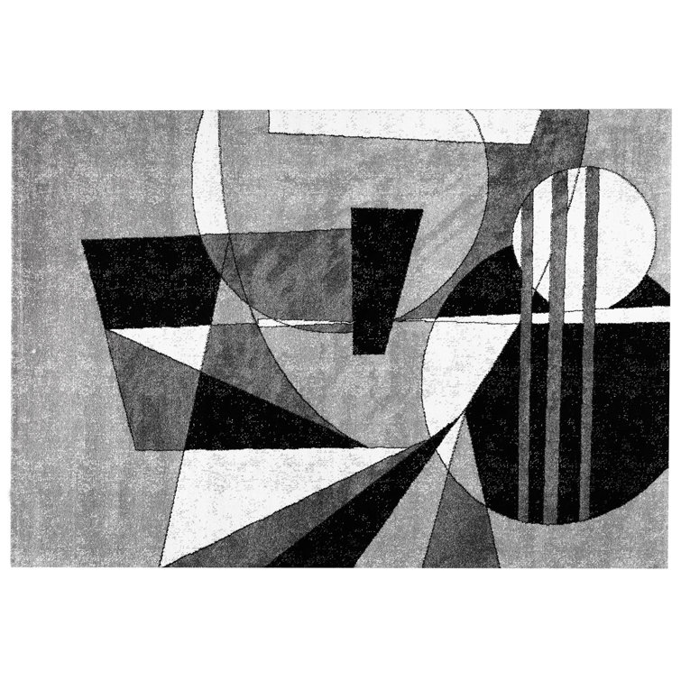 George Oliver Bopp Abstract Machine Woven Grey/Black/White Area Rug ...
