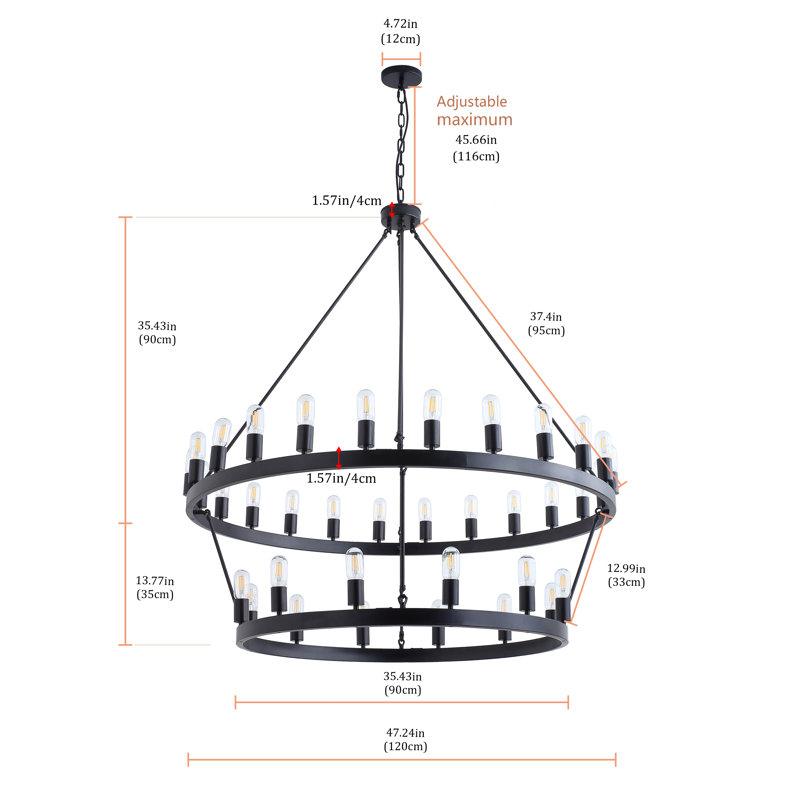 Gracie Oaks Makael 36-Bulbs Light Dragon Black Finish Wheel Chandelier ...