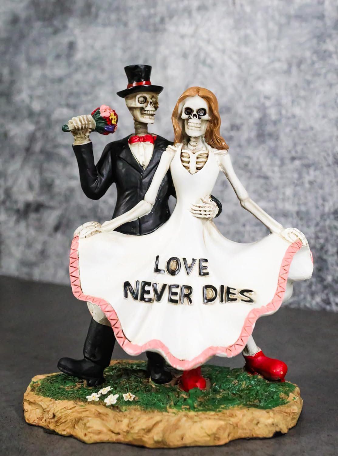 Trinx Love Never Dies Skeleton Couple With Flower Bouquet At Prom Night Figurine | Wayfair