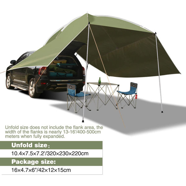 REDCAMP Waterproof Car Awning Sun Shelter, Portable Auto Canopy for ...