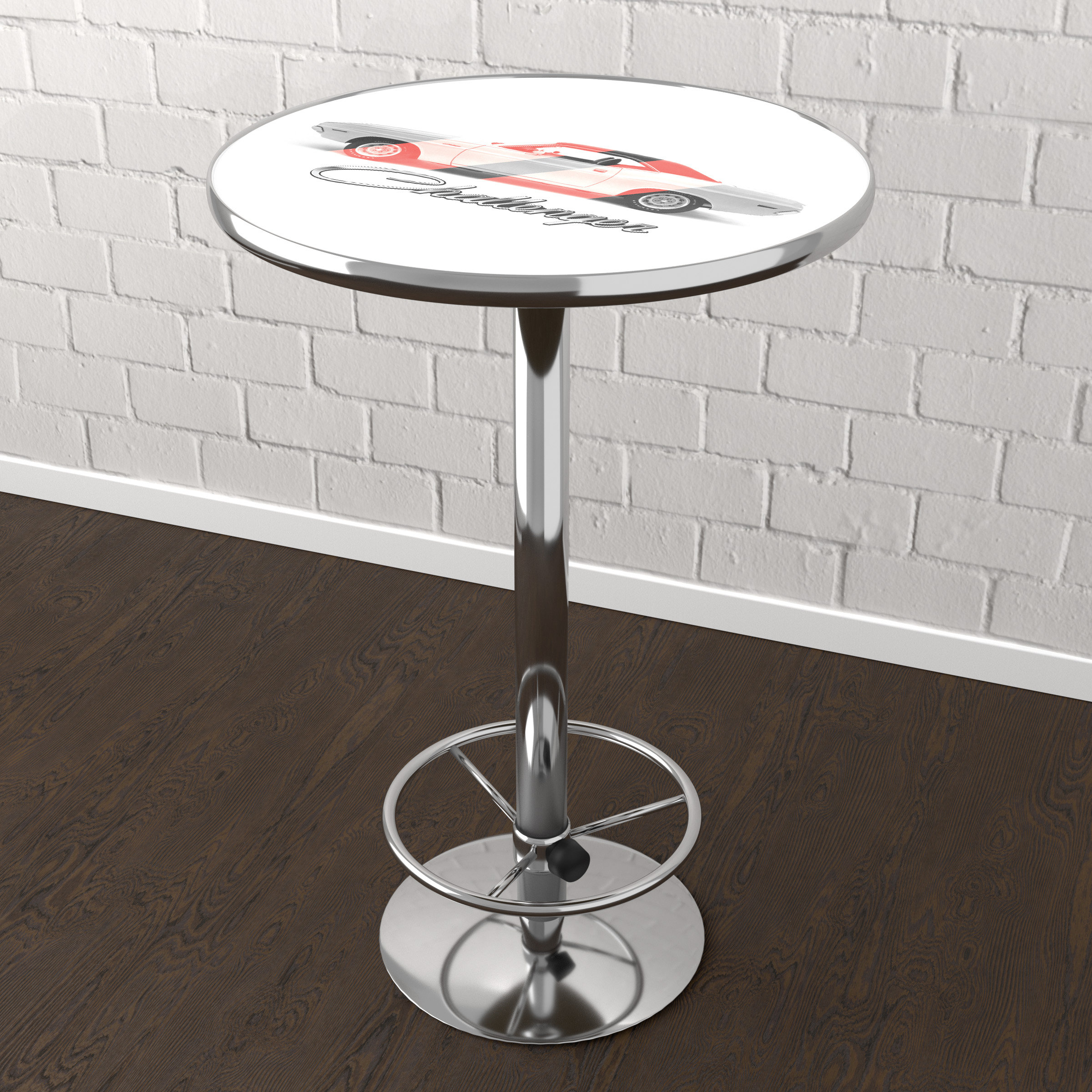 Trademark Global Dodge Challenger Stripes Bar Table with Footrest ...