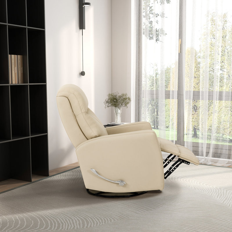 Latitude Run® Laytan Genuine Leather Swivel Glider Recliner Chair | Wayfair