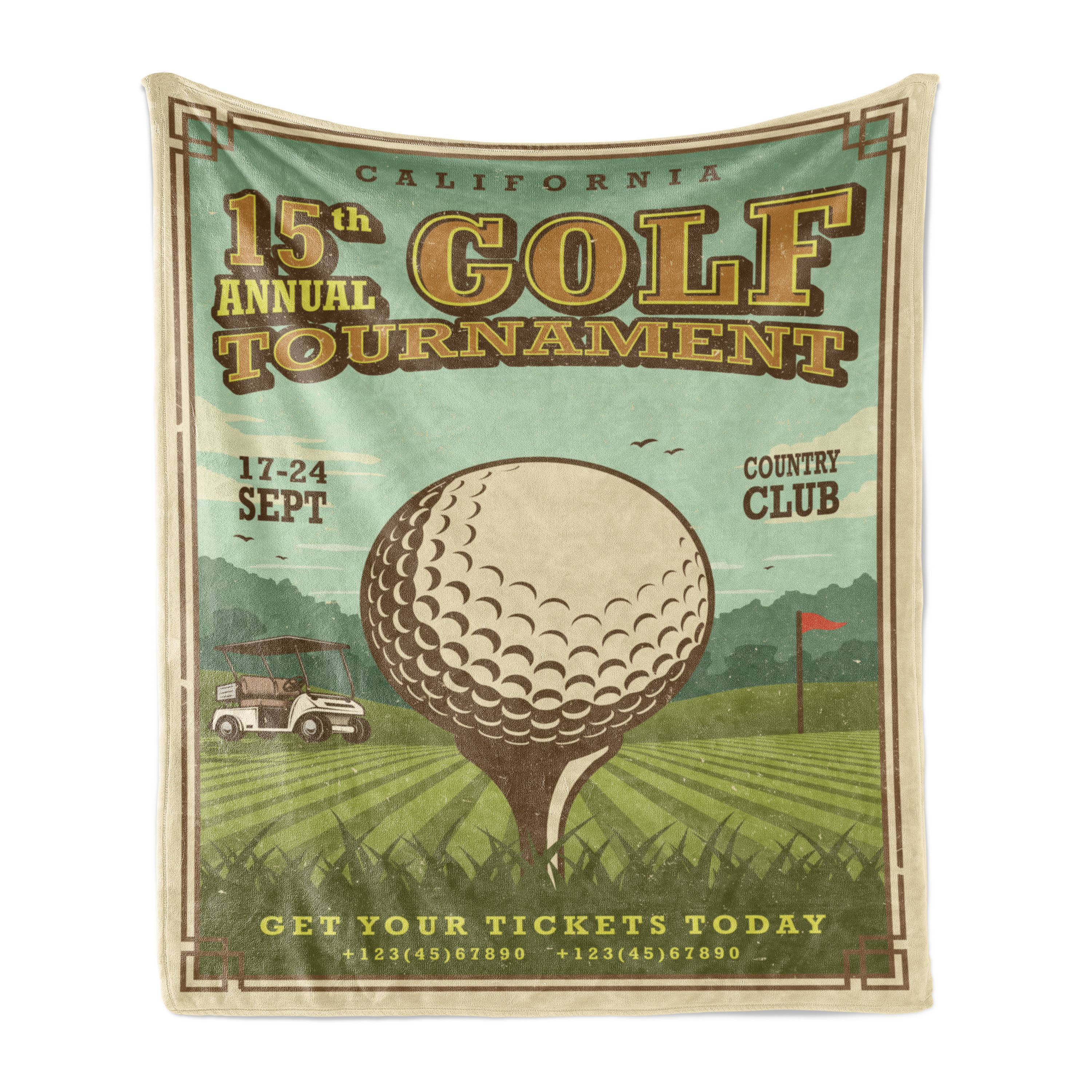Ambesonne Golf Fleece Throw Blanket Vintage Golf Poster Layout ...