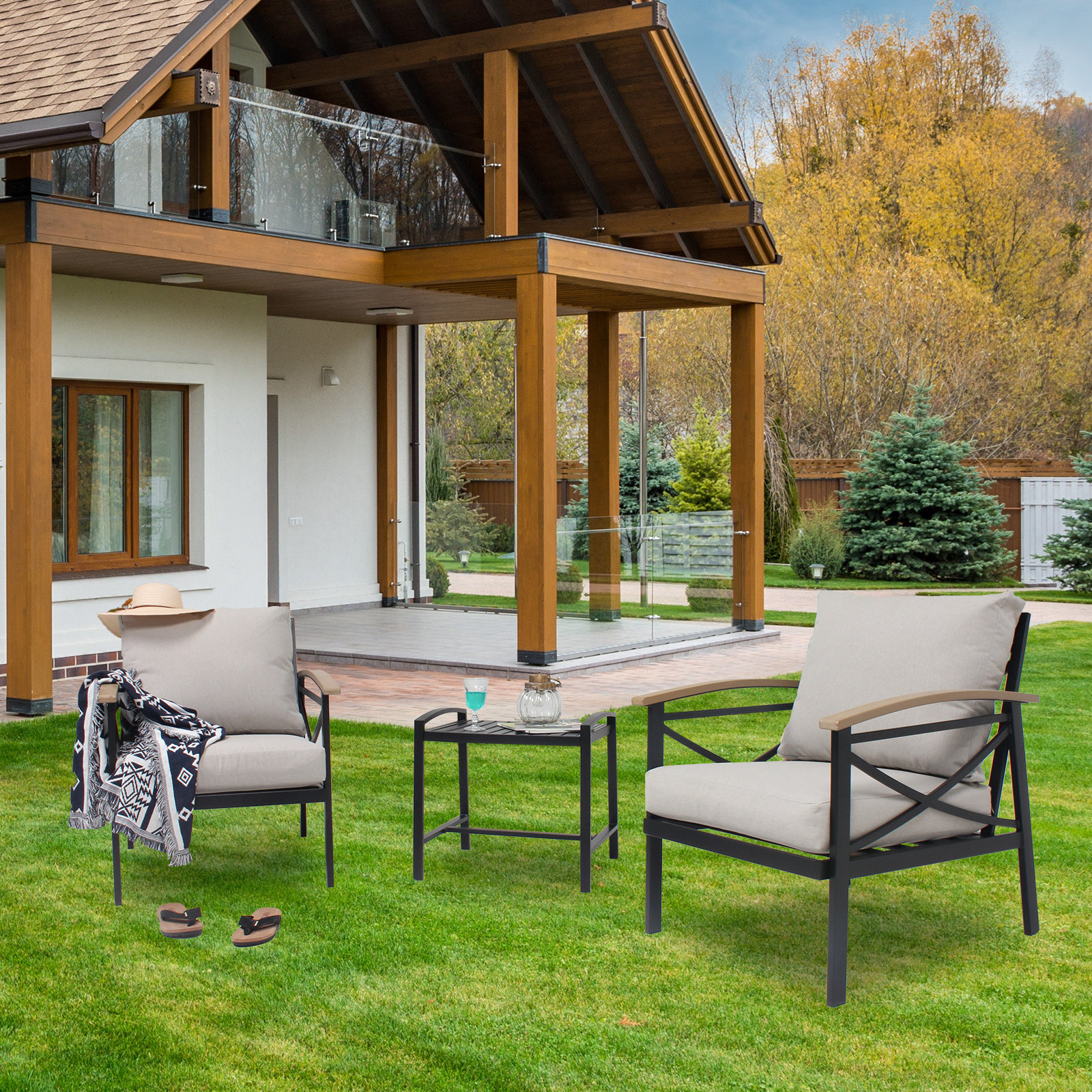 Winston Porter Demarrio 2 - Person Seating Group with Cushions | Wayfair