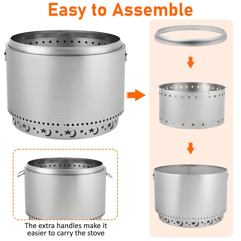 babevy Outdoor Wood Burning Firepit With Removable Ash Pan & Handle ...