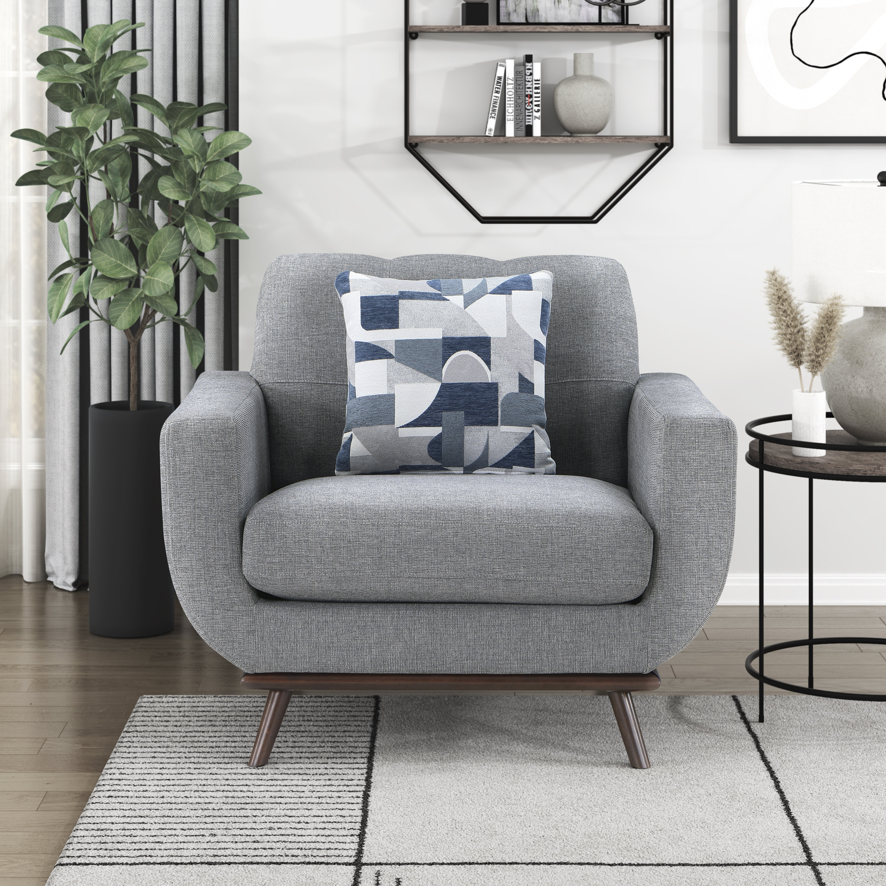 George Oliver Keedyn Mid Century Modern 41.5'' Wide Tufted Chenille ...