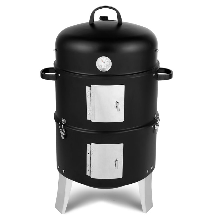 Winado Vertical Iron Round Charcoal Smoker Bbq Grill | Wayfair