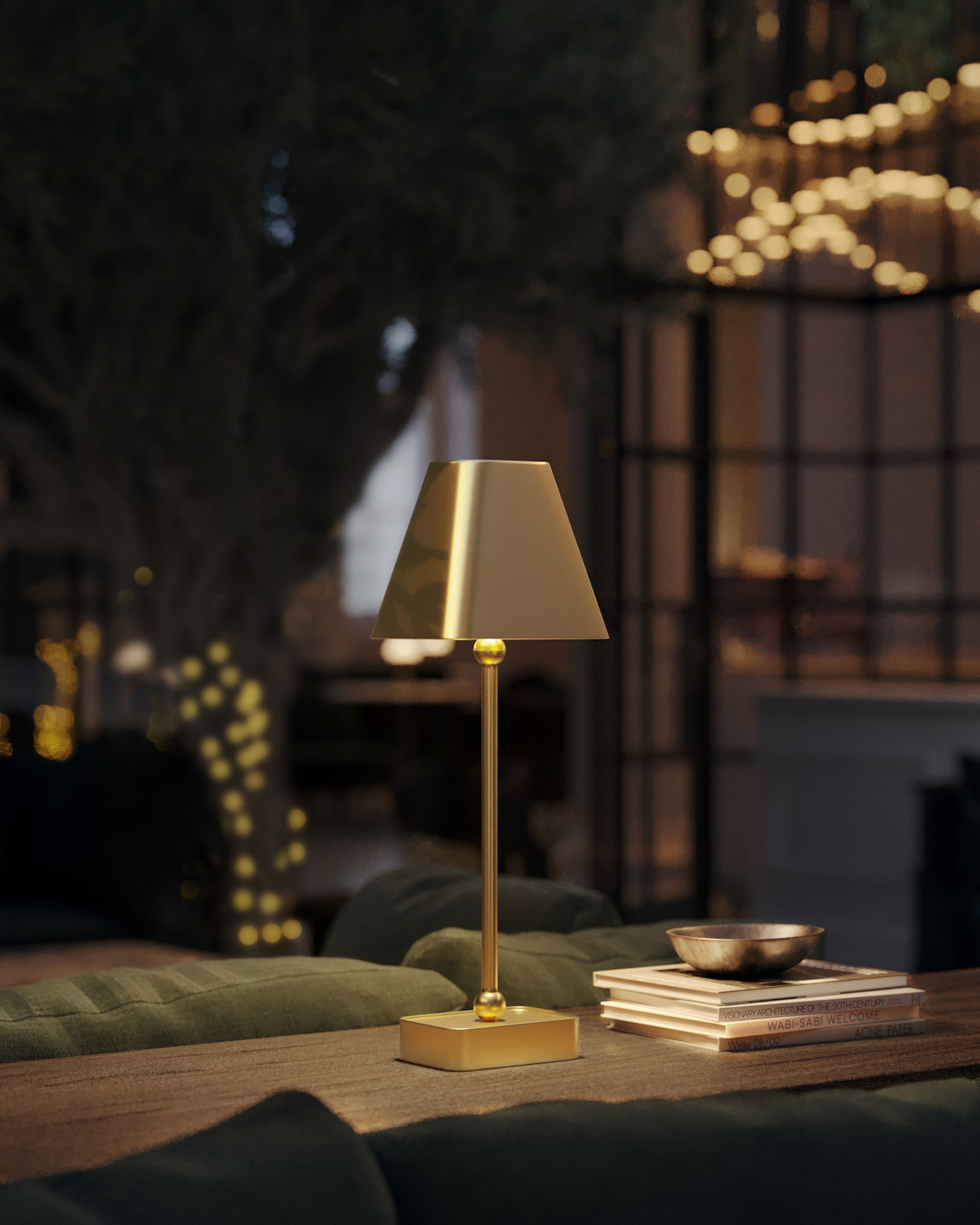 Currey & Company Gadabout Brass Cordless Table Lamp | Wayfair