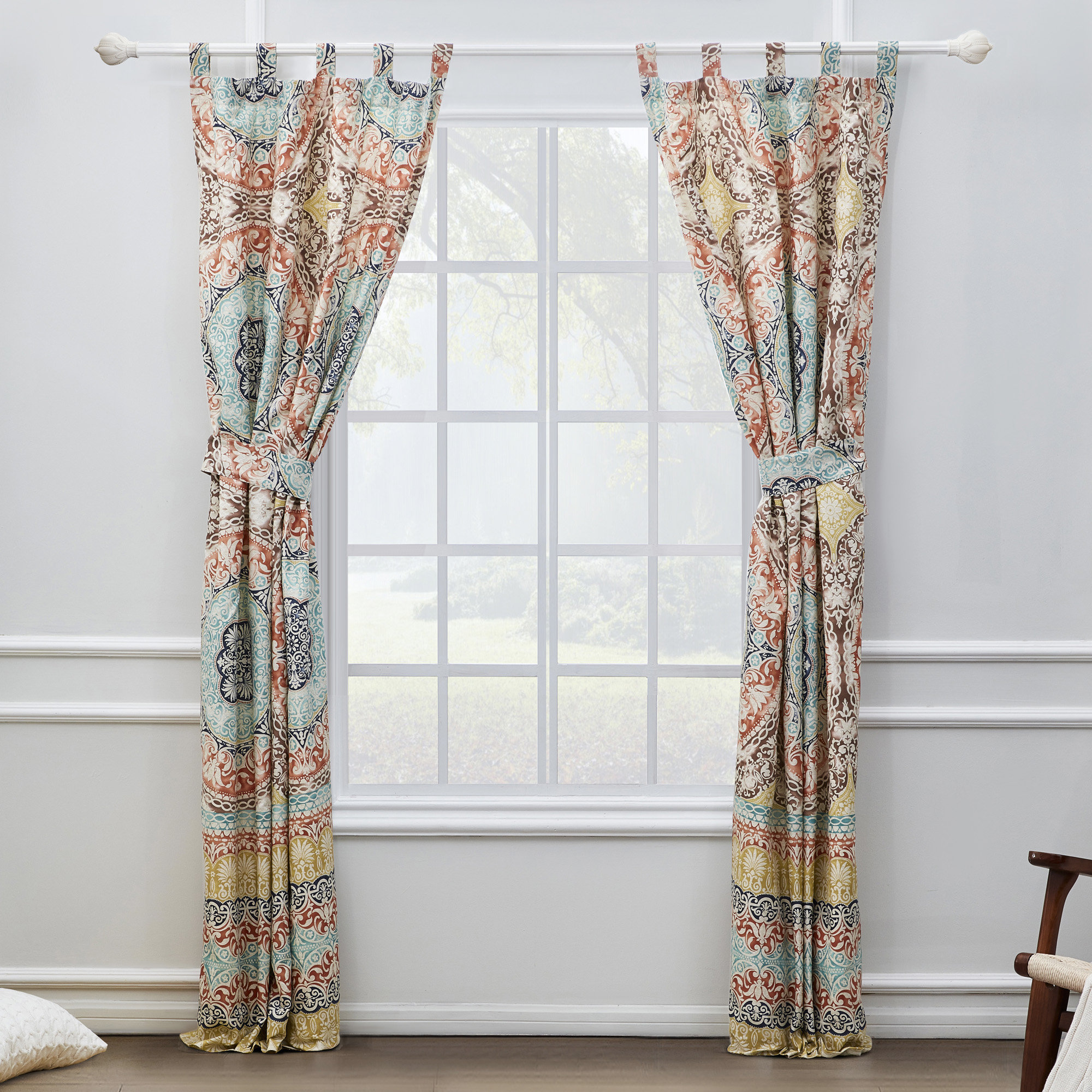 Barefoot Bungalow Olympia Medallion Semi-Sheer Tab Top Curtains/Drapes ...