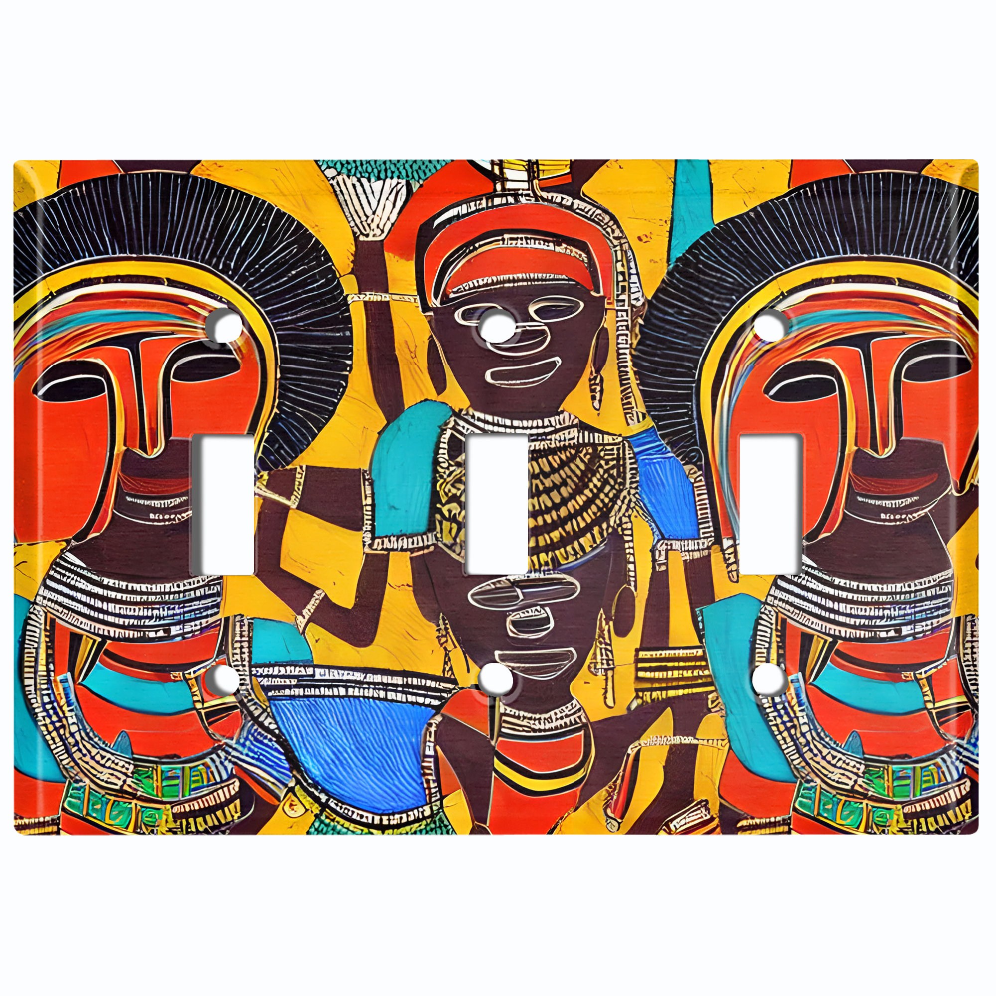 WorldAcc Native African Culture Beauty 3-Gang Toggle Light Switch Wall ...