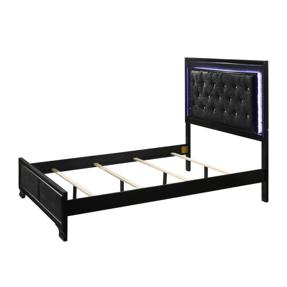 Rosdorf Park Medeah Black Twin LED Upholstered Panel Bed | Wayfair