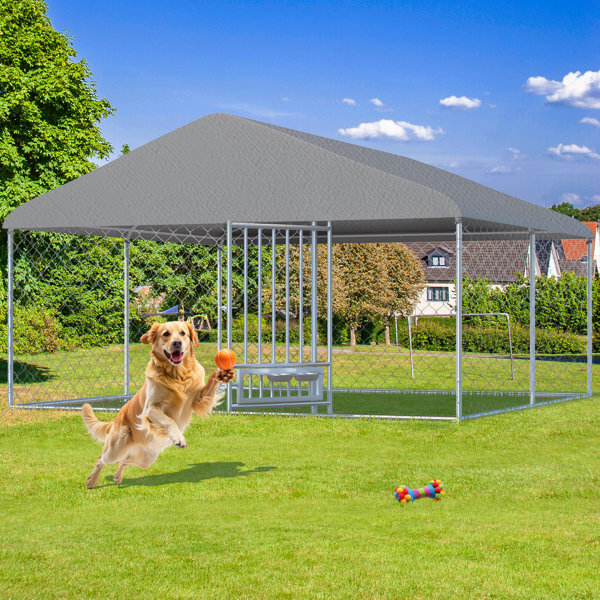 EROMMY 10'x10' Outdoor Dog Kennel, Heavy Duty Large Dog Kennels With ...