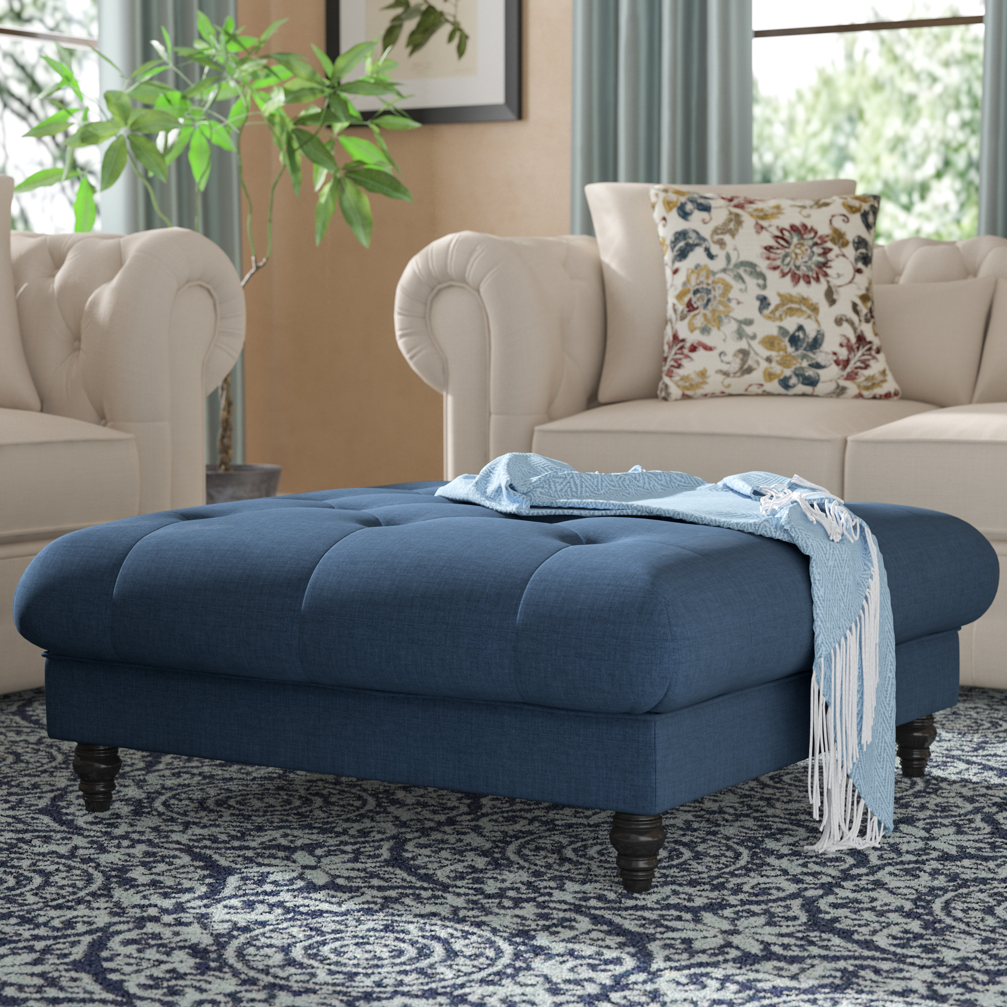 Darby Home Co Avoca 40.16" Wide Tufted Square Ottoman Cocktail Ottoman ...