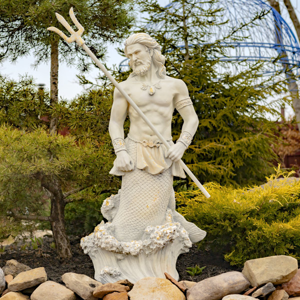 Trinx Elesio Nautical Magnesium Merman Garden Statue | Wayfair