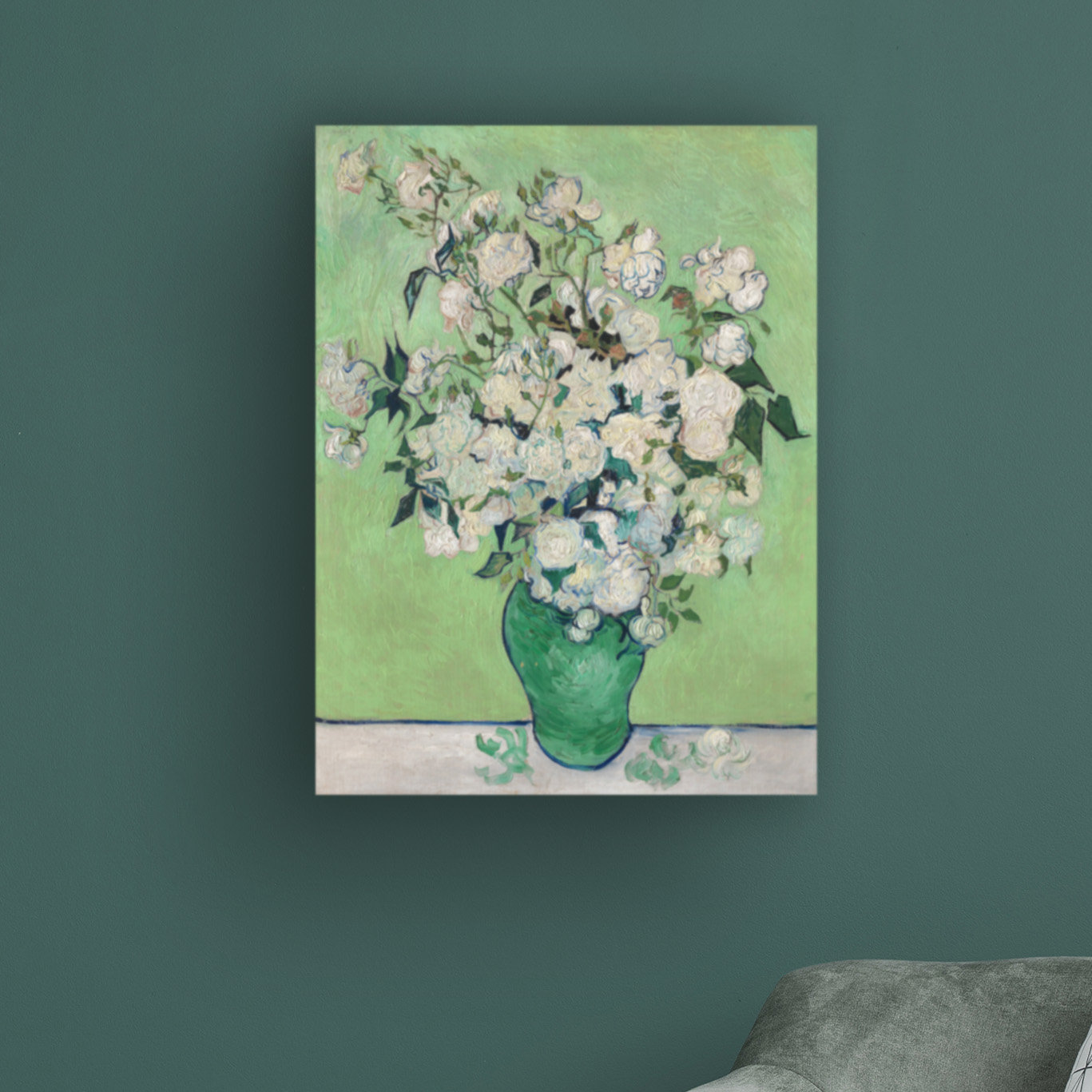 Winston Porter Roses 1890 Green Vase by Vincent Van Gogh - Wrapped ...