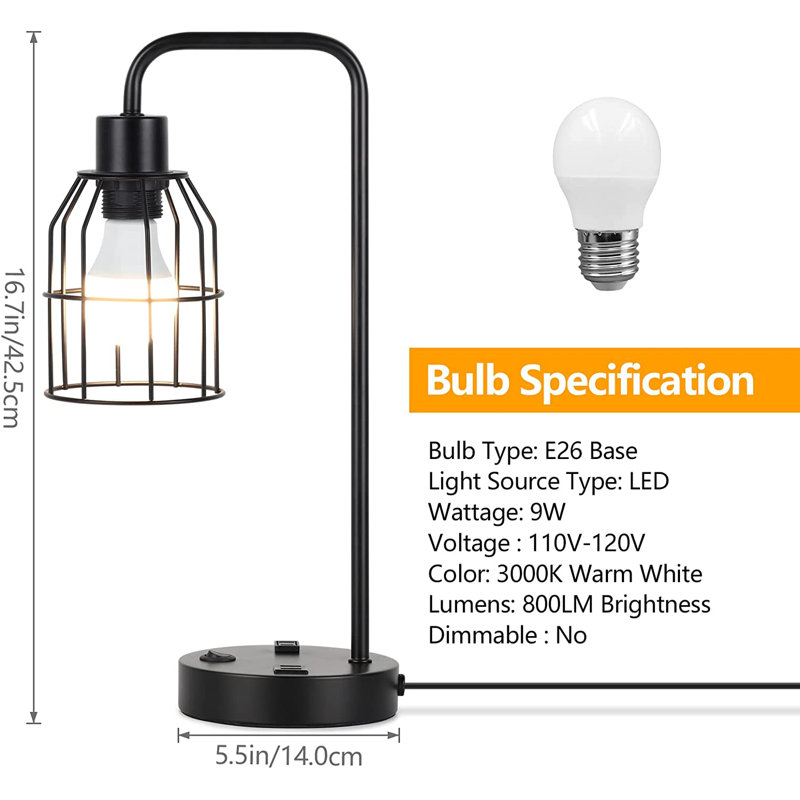 17 Stories Metal USB Desk Lamp | Wayfair