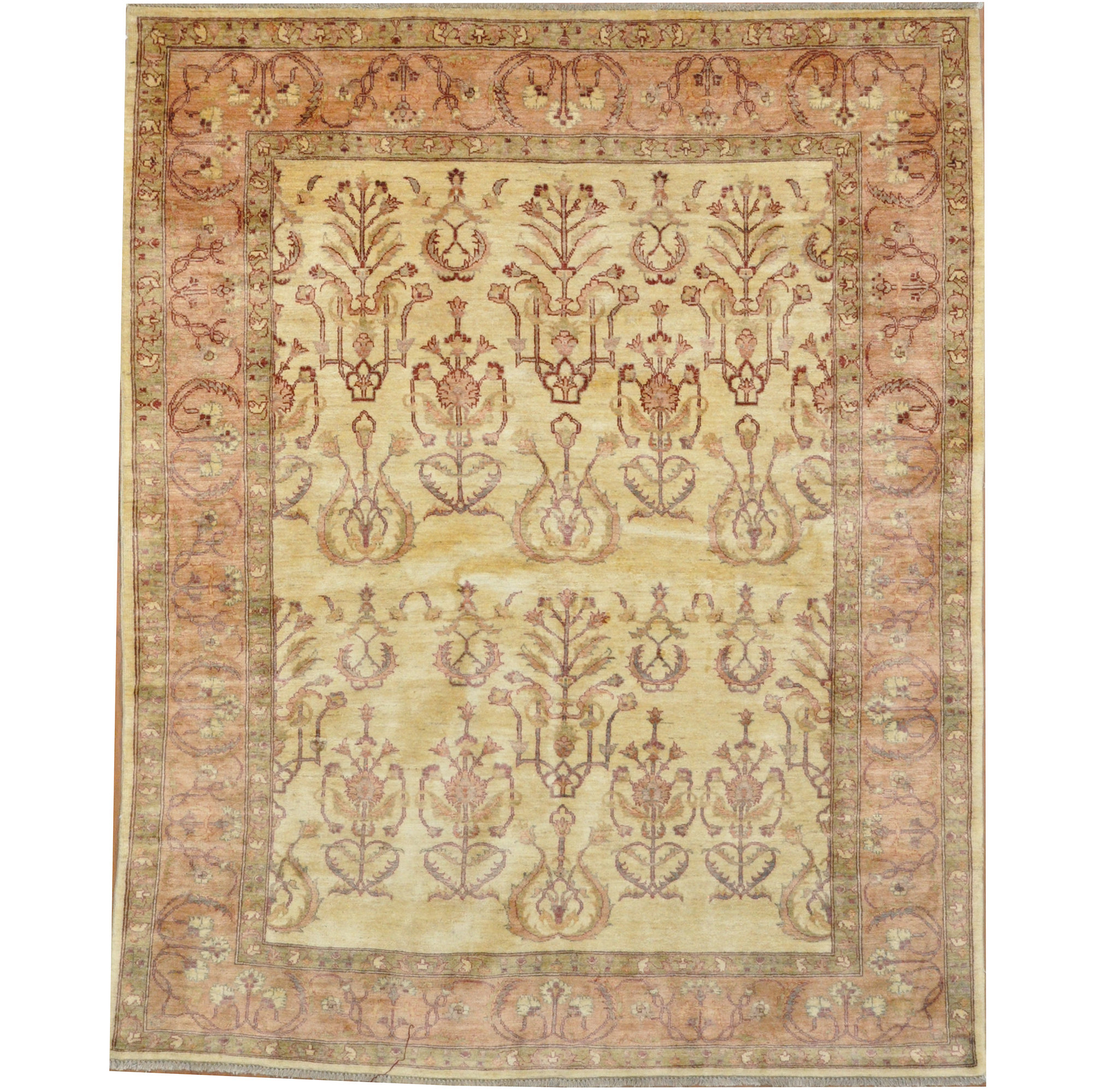 Canora Grey Etam Floral Hand-Knotted Wool Area Rug in Yellow | Wayfair