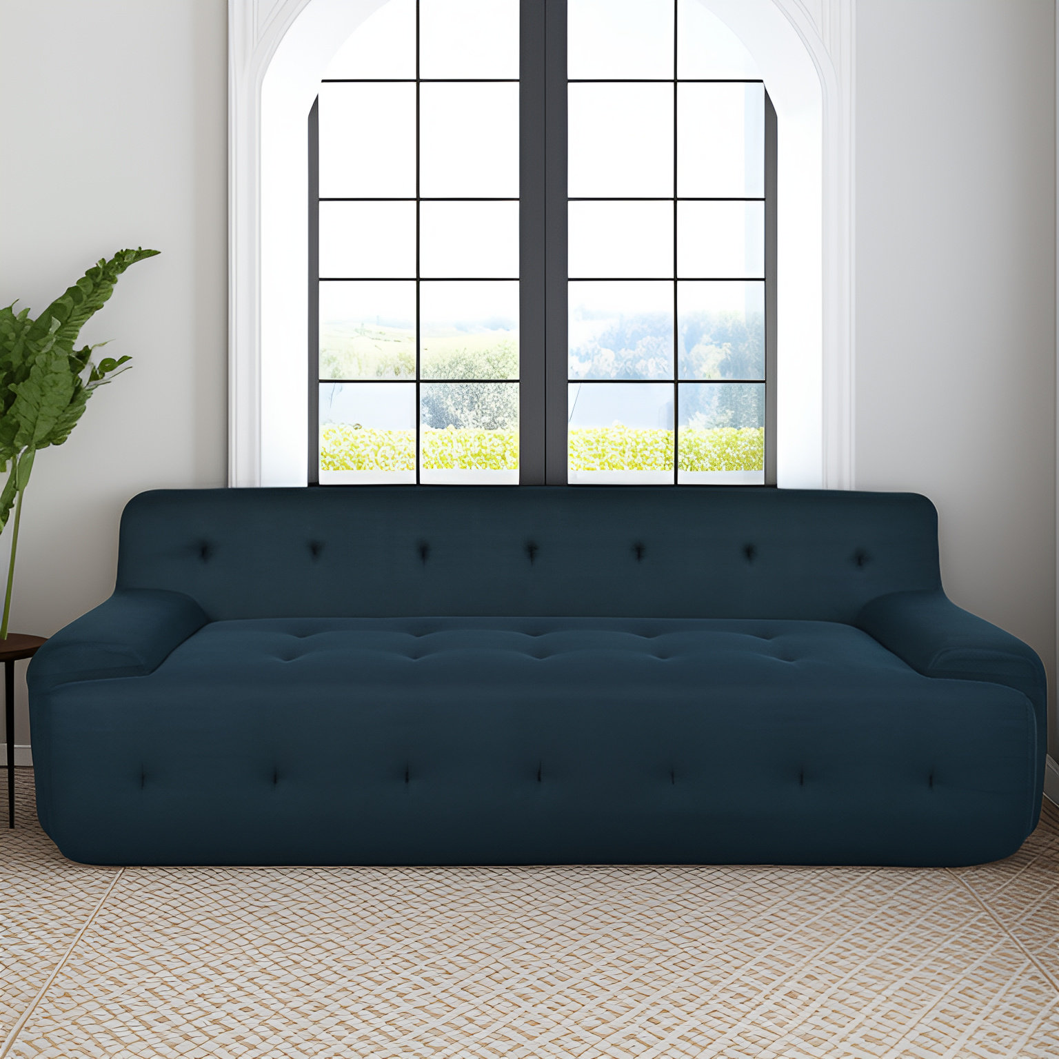 Inbox Zero Nahomi 86.2'' Modern Minimalist Tufted Upholstered Sofa ...