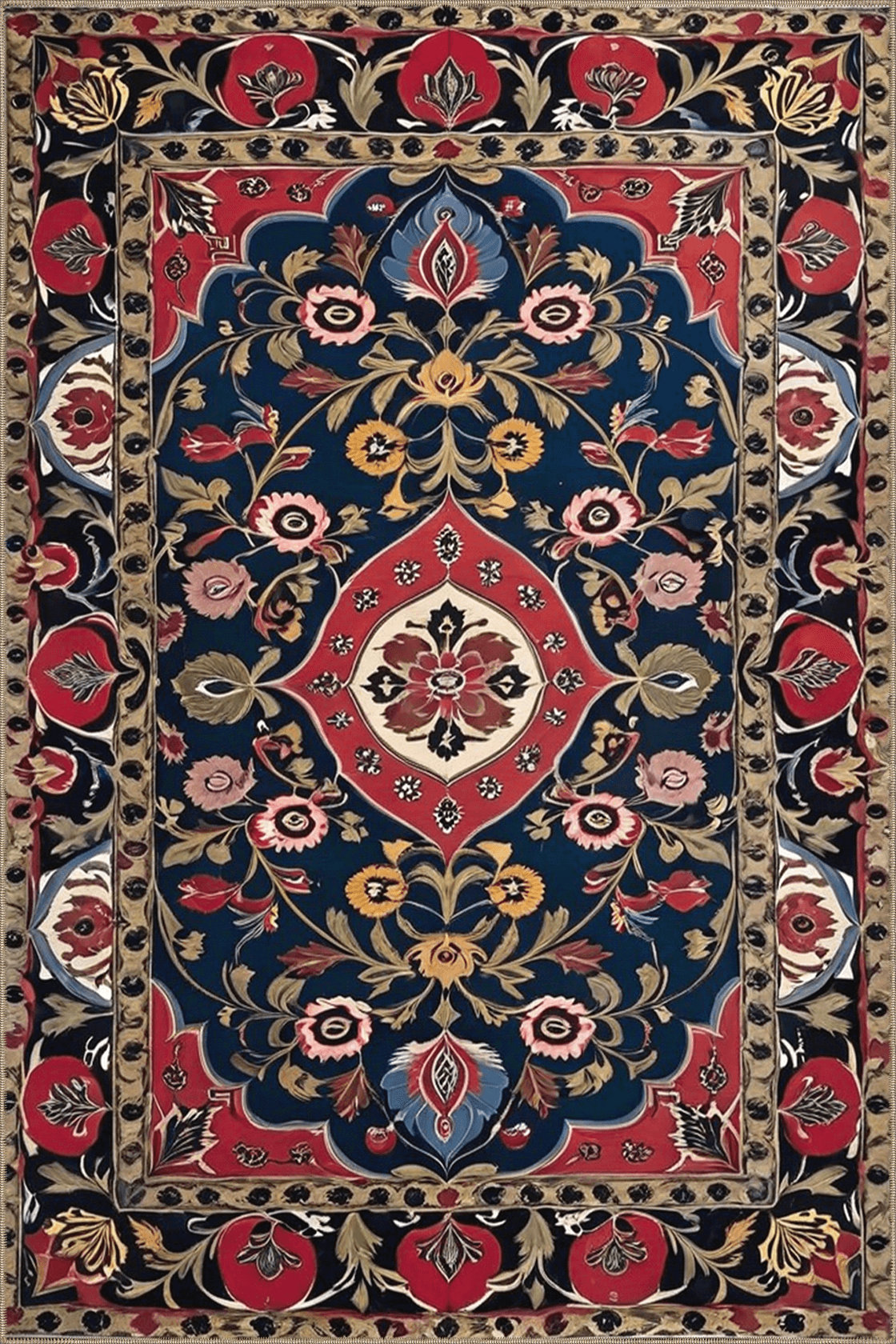 Bungalow Rose Paris Collection Burgundy and Navy Traditional Motif ...